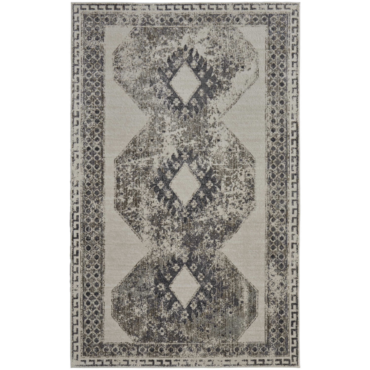 Feizy Kano Transitional Distressed, Ivory/Taupe/Gray, 2'2" x 3' Accent ...