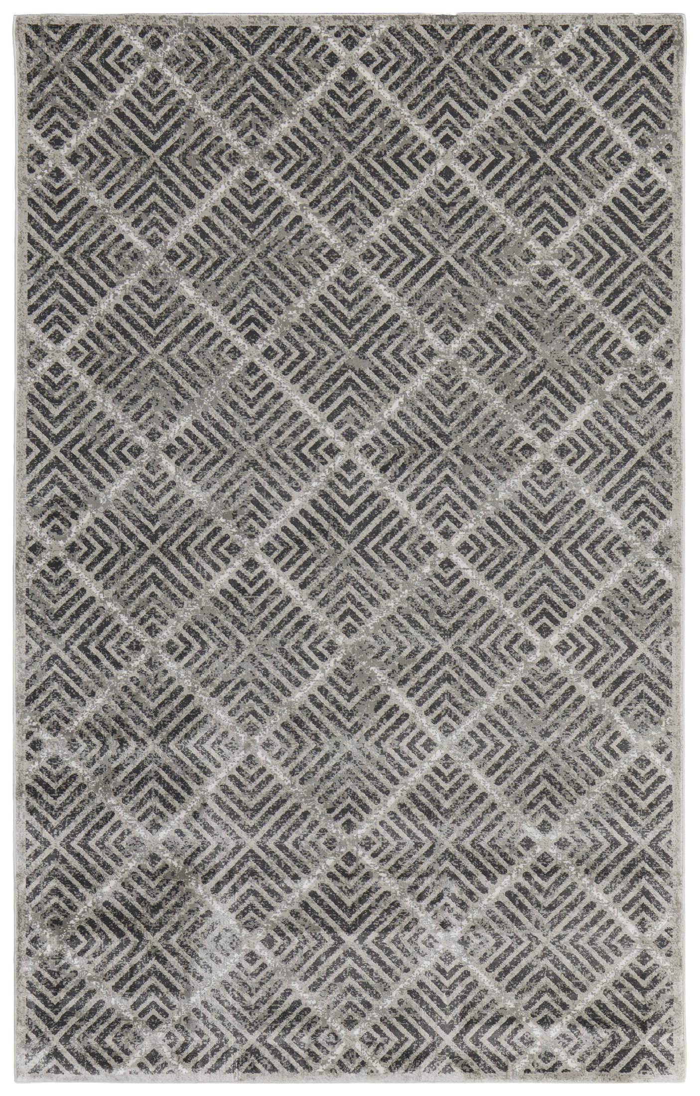 Feizy Katari Modern Geometric, Gray/Tan/Black, 5' x 8' Area Rug Sheen ...