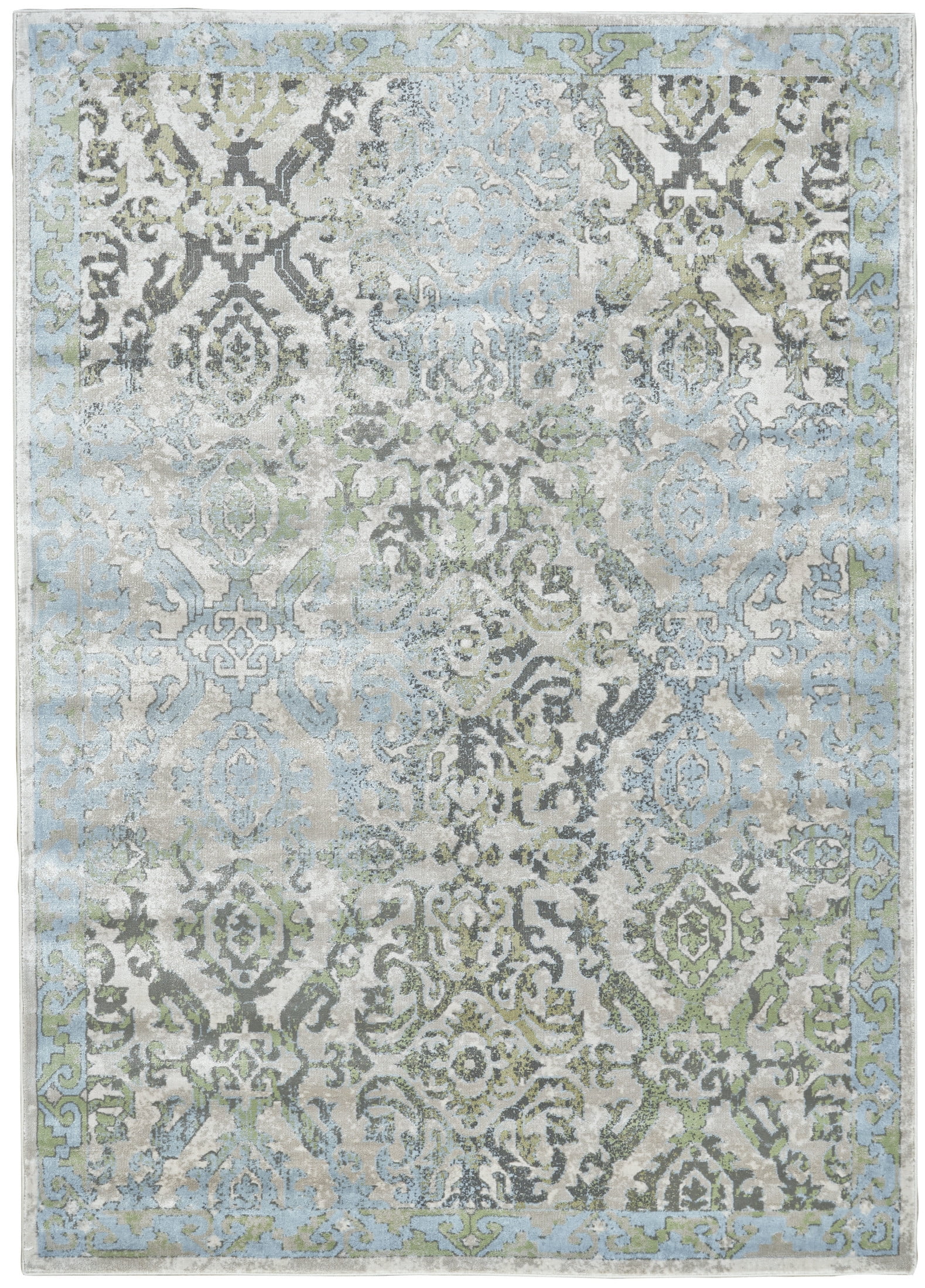 Feizy Katari Transitional Floral & Botanical, Blue/Green/Gray, 6'7" x 9 ...