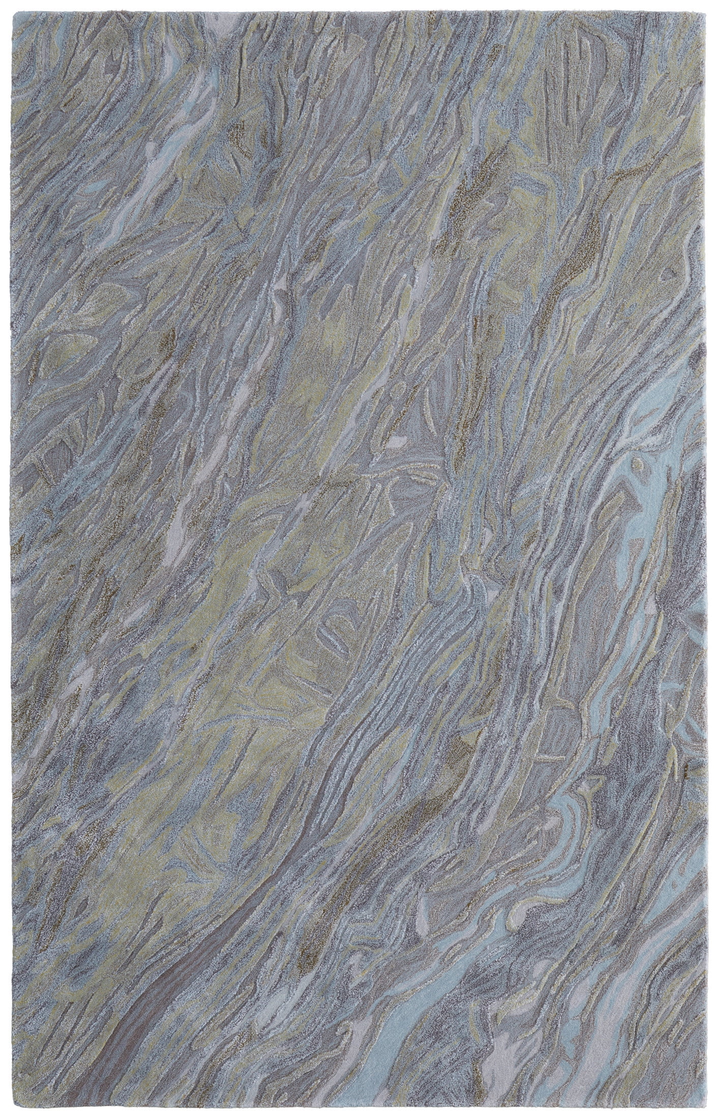 Feizy Kawai Modern Abstract, Blue/Green/Gray, 8' x 10' Area Rug ...