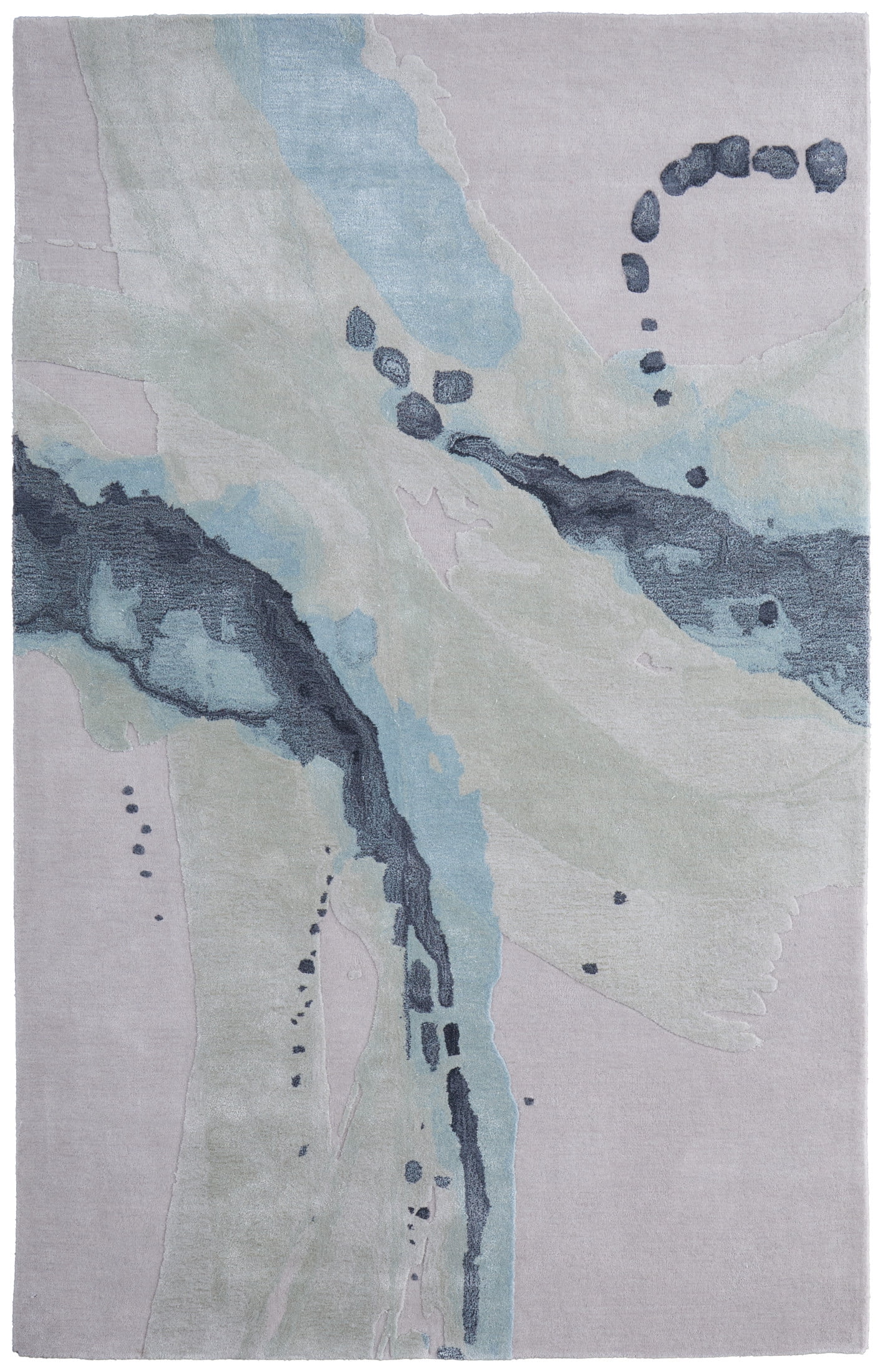 Feizy Kawai Modern Abstract, Green/Blue/Ivory, 2' x 3' Accent Rug ...