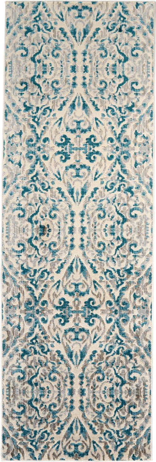 Feizy Keats Transitional Abstract, Blue/Green/Ivory, 2'7" x 8' Runner ...