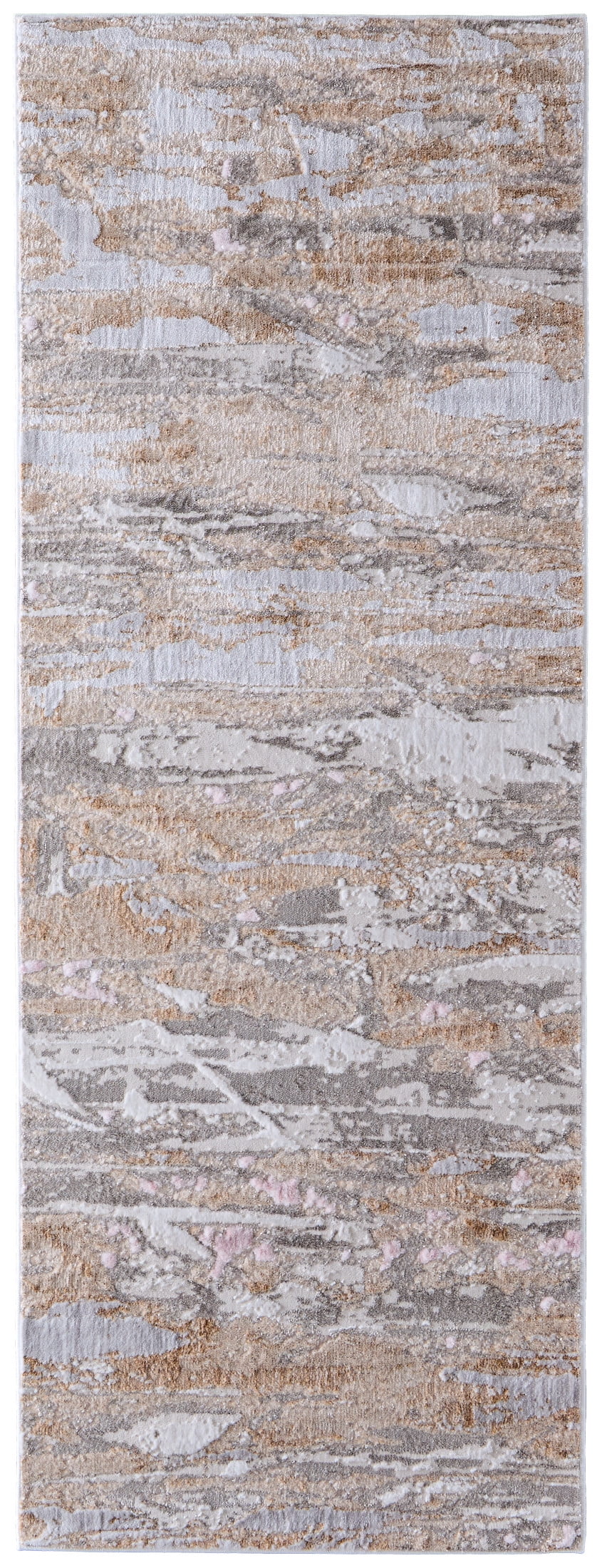 Feizy Laina Transitional Abstract, Tan/Ivory/Pink, 3' x 8' Runner Easy ...