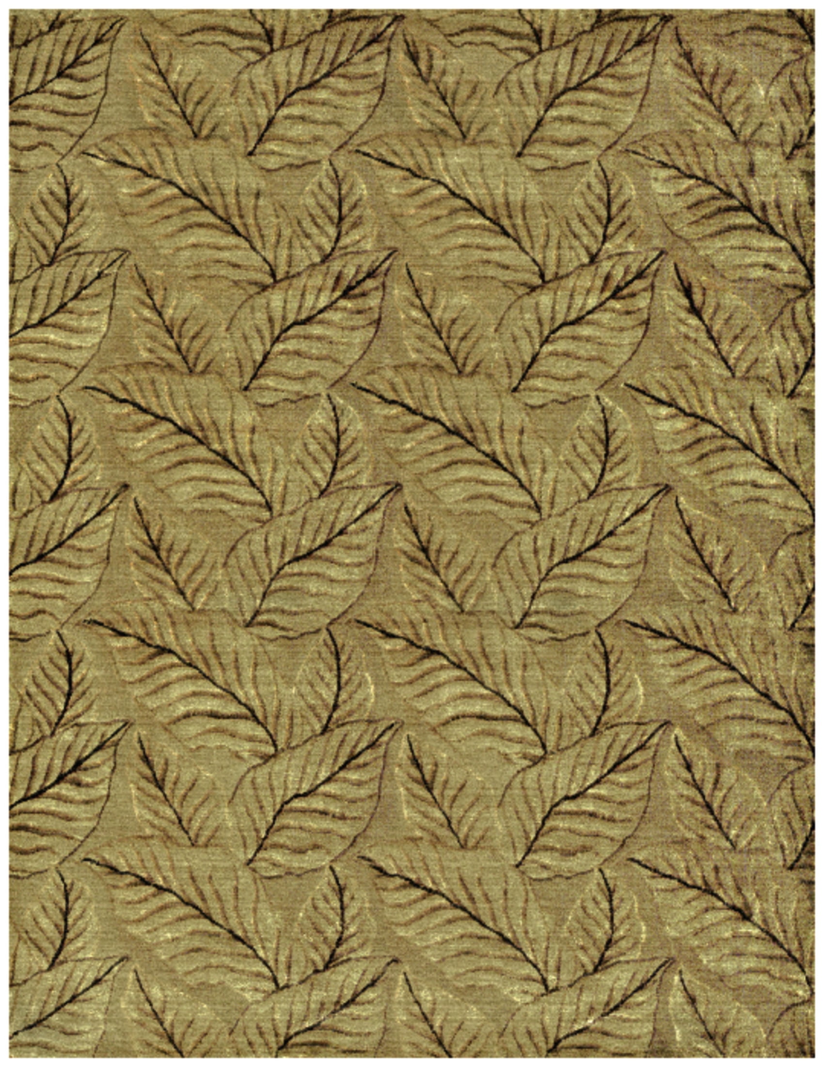 Feizy Leafscape Transitional Floral & Botanical, Green/Tan/Black, 9'6" x 13'6" Area Rug Sheen ...