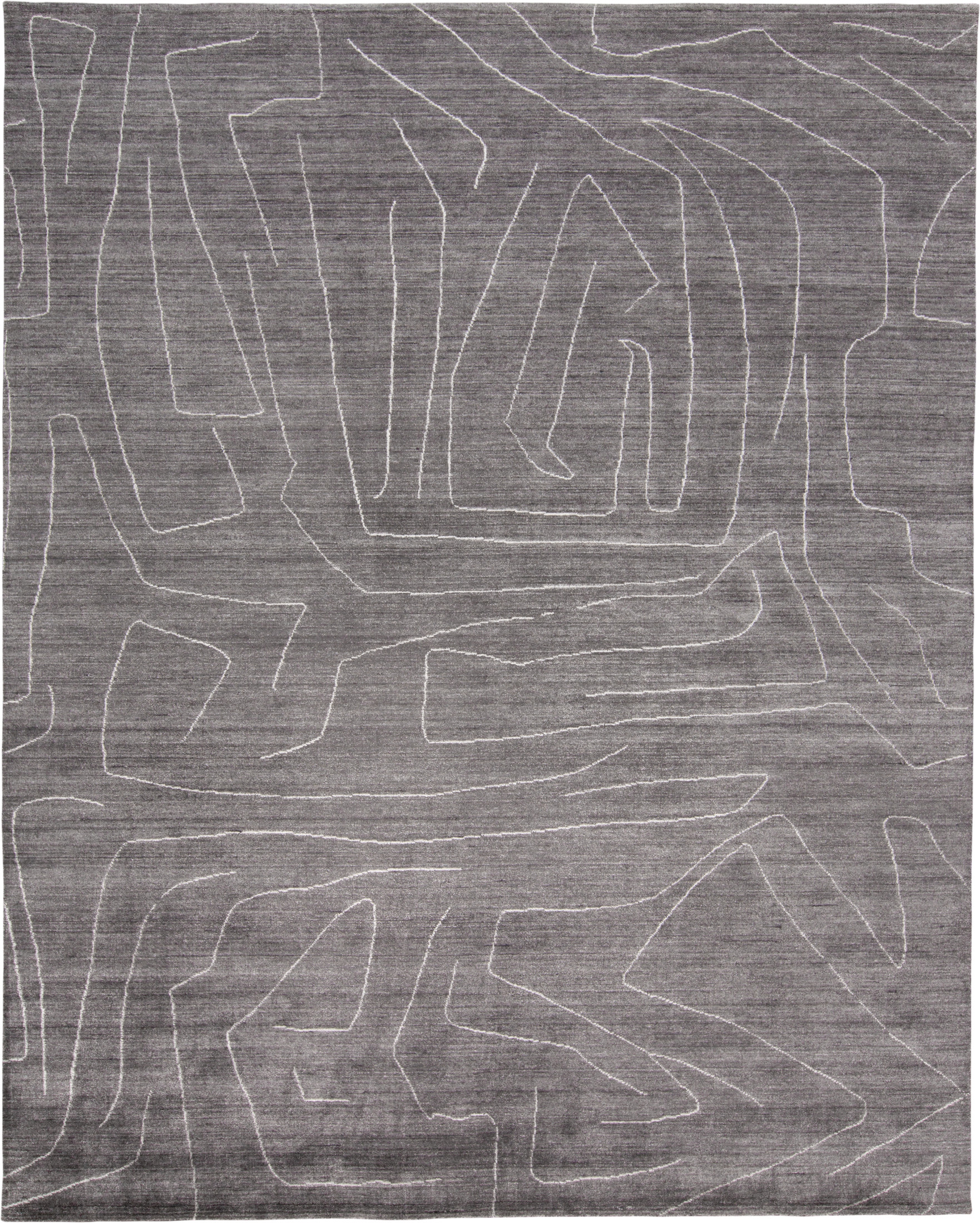 Feizy Lennox Modern Abstract, Gray/Ivory, 5' x 8' Area Rug Sheen ...