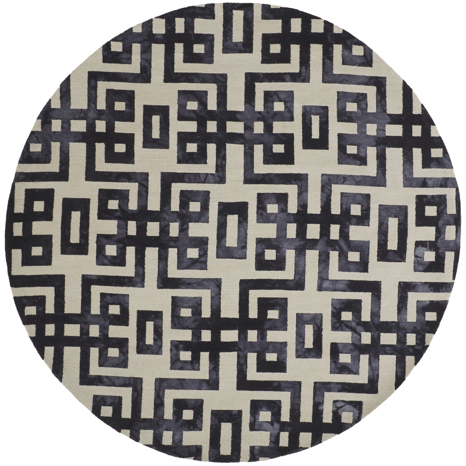 Feizy Lorrain Modern Geometric, Tan/Black, 10' x 10' Round Rug Easy ...