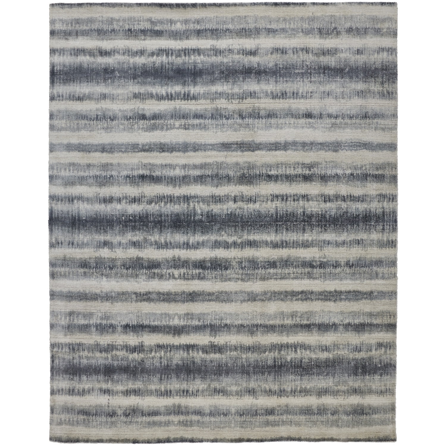 Feizy Mackay Transitional Stripes, Ivory/Blue, 9' x 12' Area Rug Sheen ...