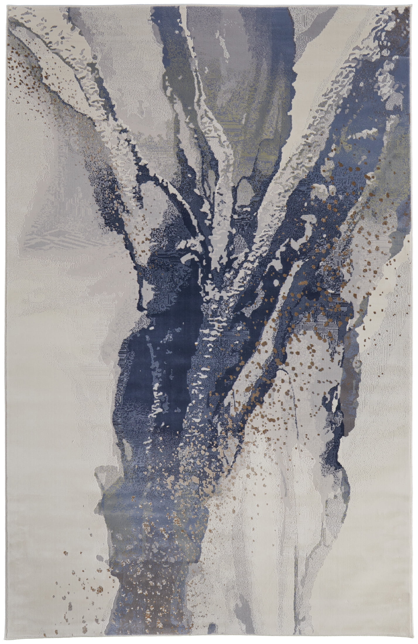 Feizy Mandana Modern Abstract, Ivory/Blue, 7'9" x 10' Area Rug Easy ...