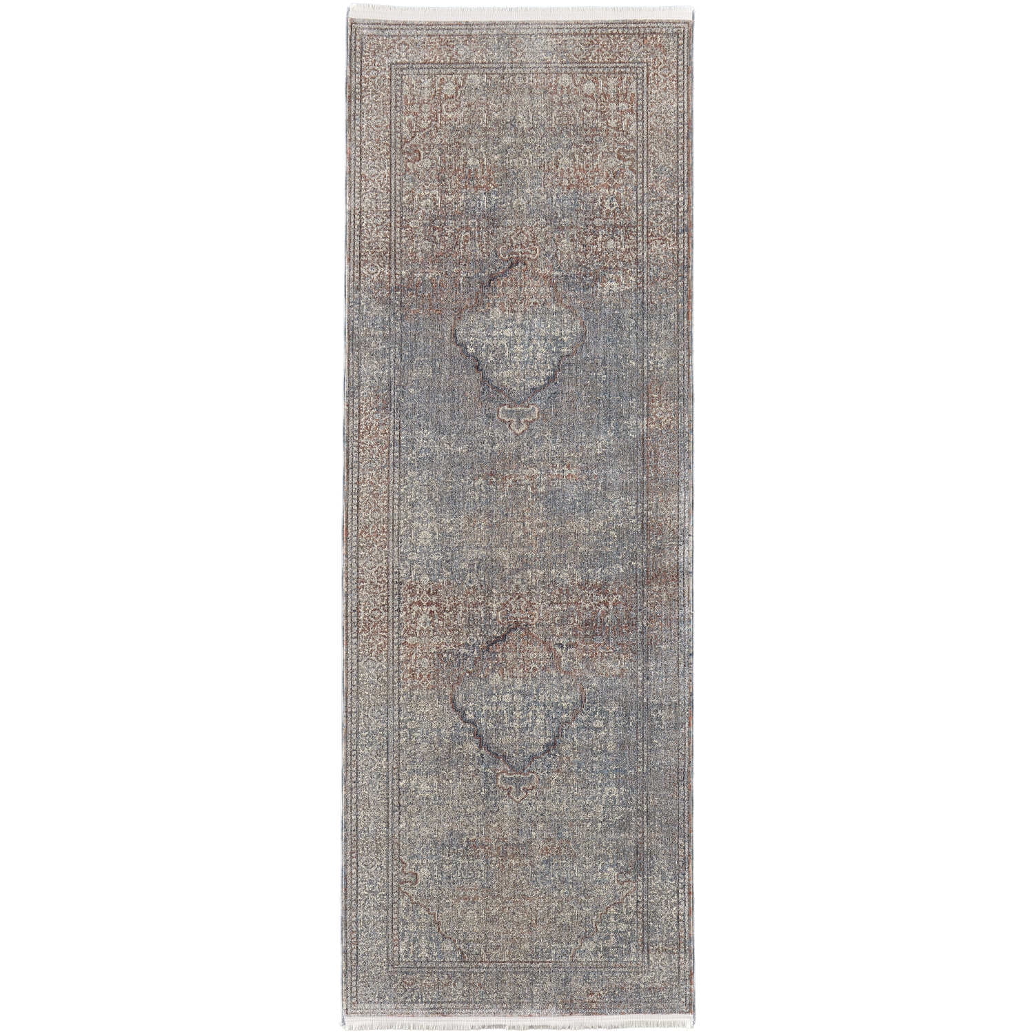 Feizy Marquette Transitional Medallion, Blue/Red/Gray, 2' 8" x 10 ...