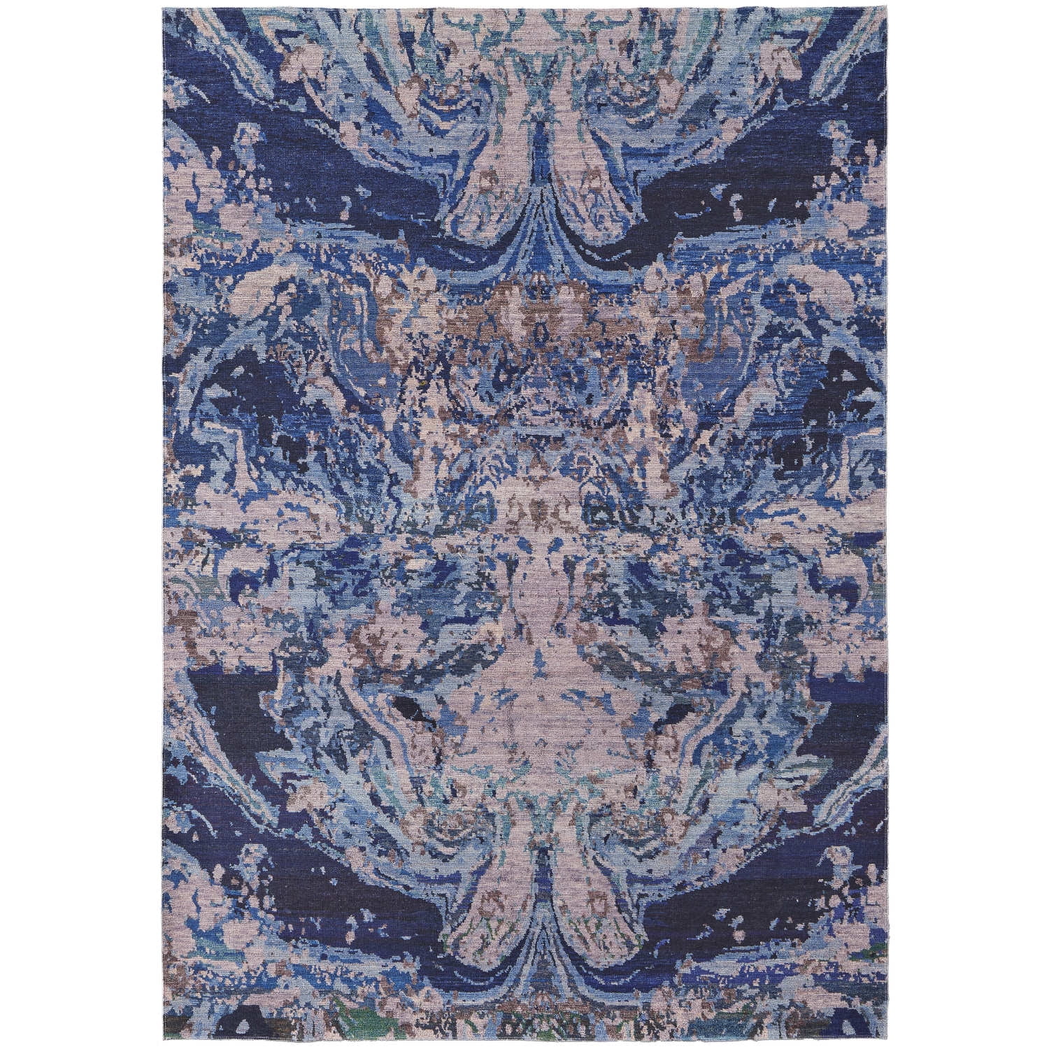Feizy Mathis Transitional Abstract, Blue/Pink/Tan, 10'6" x 14' Area Rug ...