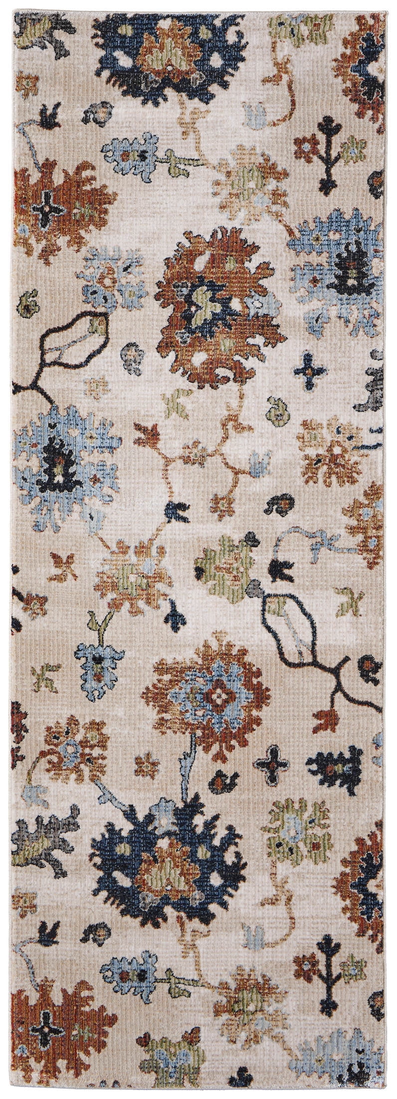 Feizy Melrose Transitional Floral & Botanical, Ivory/Red/Blue, 2'6" x 7 ...