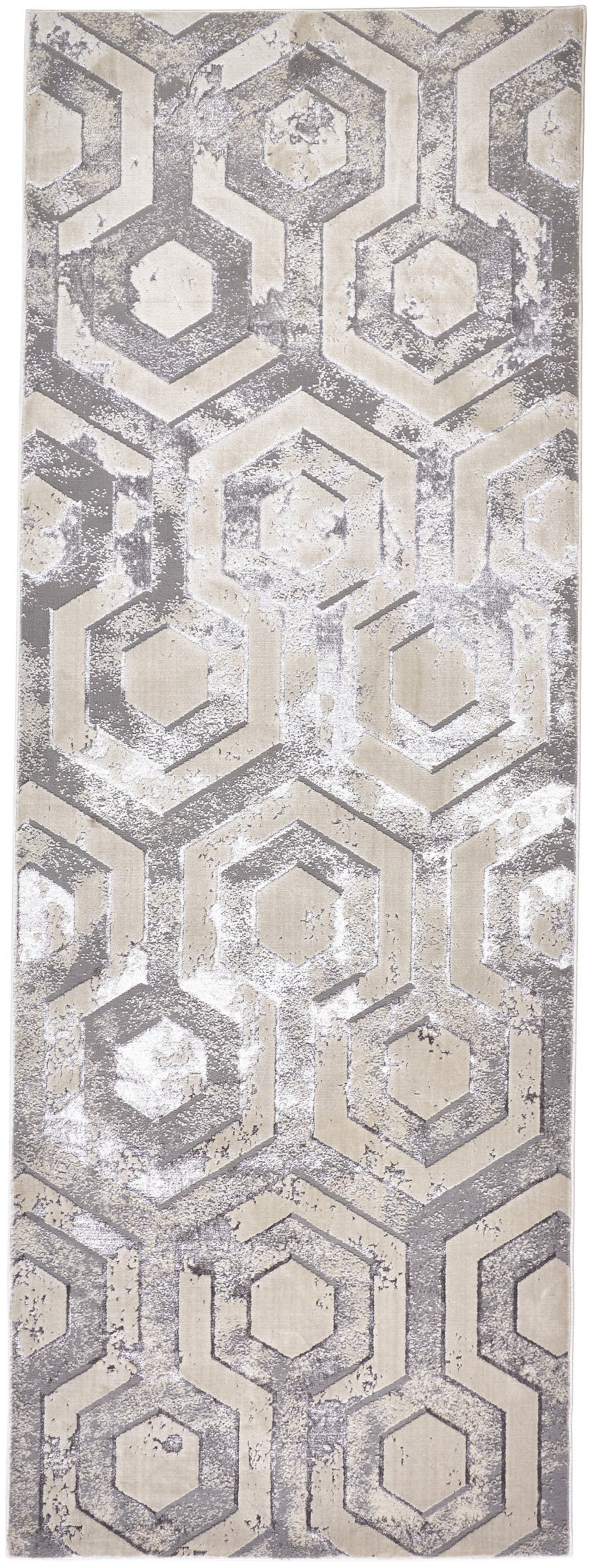 Feizy Micah Modern Distressed, Gray/Taupe/Silver, 2'10" x 7'10" Runner ...
