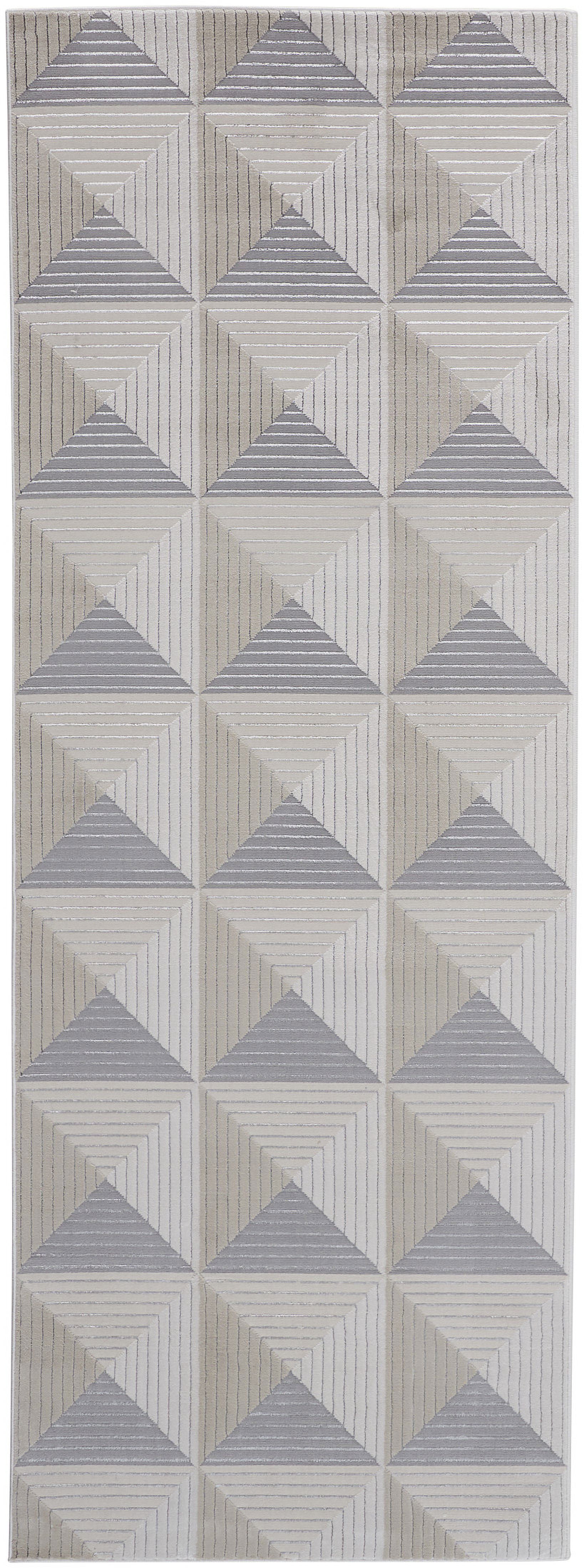 Feizy Micah Modern Geometric, Ivory/Gray/Ivory, 2'10" x 7'10" Runner ...