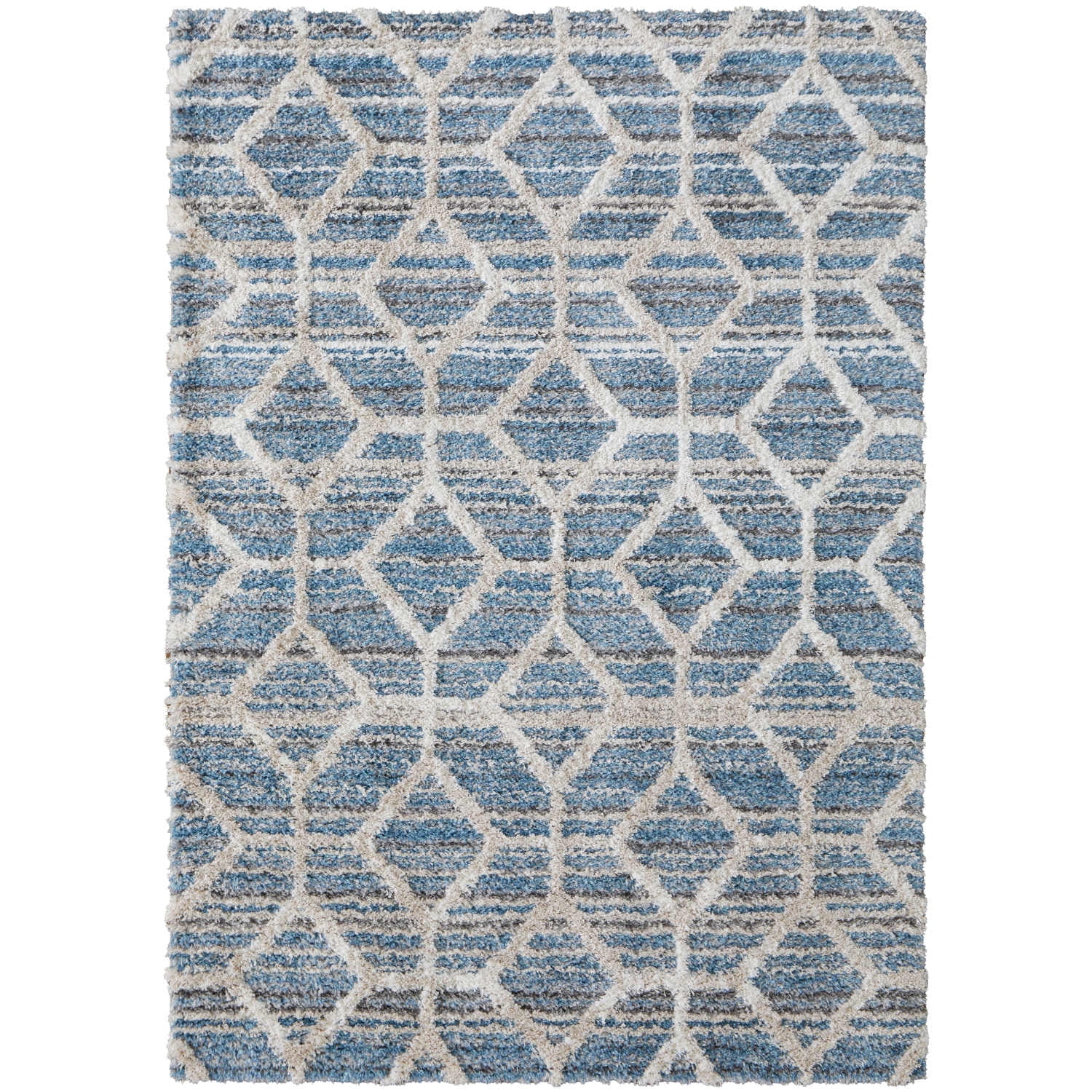 Feizy Mynka Transitional Diamond, Blue/Ivory, 2' x 3' Accent Rug Stain ...