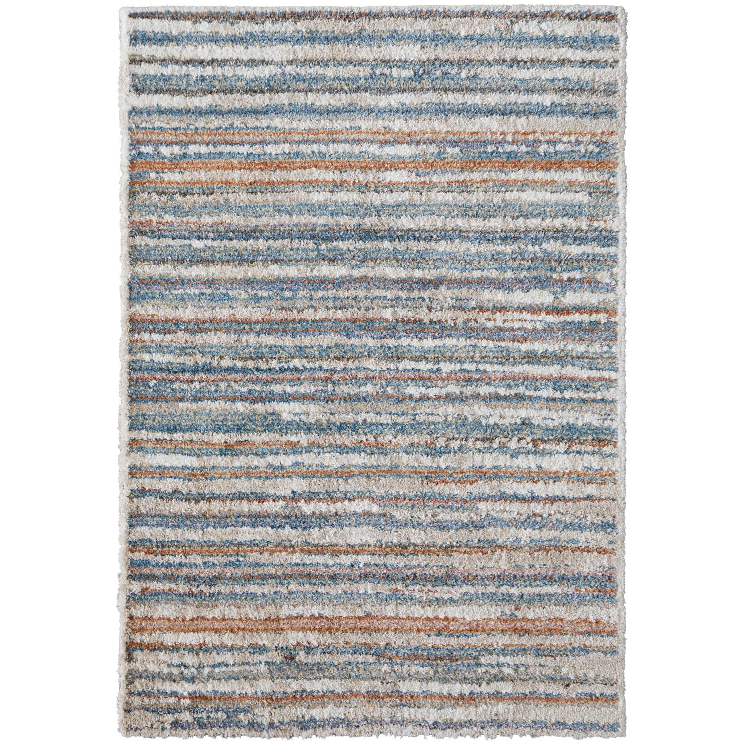 Feizy Mynka Transitional Stripes, Ivory/Blue/Orange, 2' x 3' Accent Rug ...