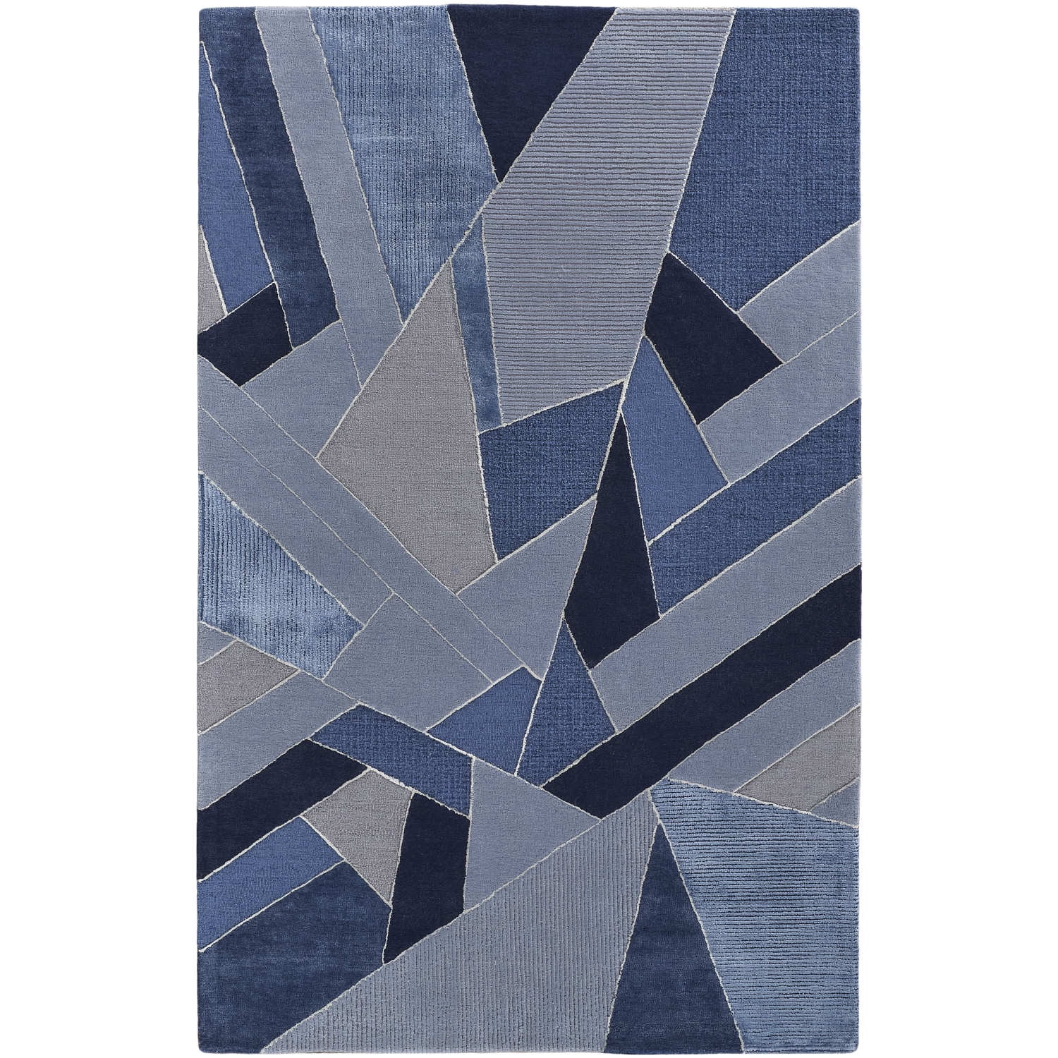 Feizy Nash Modern Geometric, Blue/Silver, 10' x 14' Area Rug Handmade ...