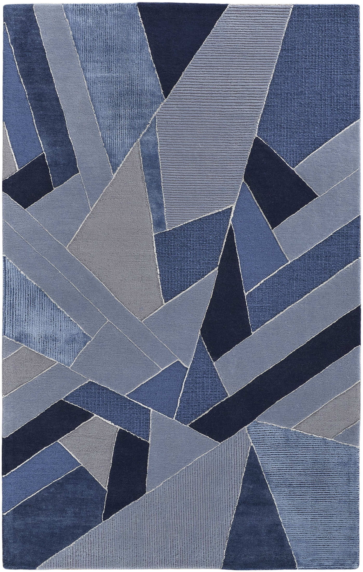 Feizy Nash Modern Geometric, Blue/Silver, 2' x 3' Accent Rug Handmade ...
