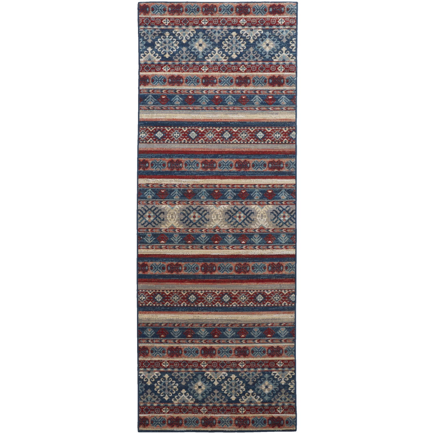 Feizy Nolan Transitional Diamond, Blue/Red/Ivory, 2'10" x 7'10" Runner ...