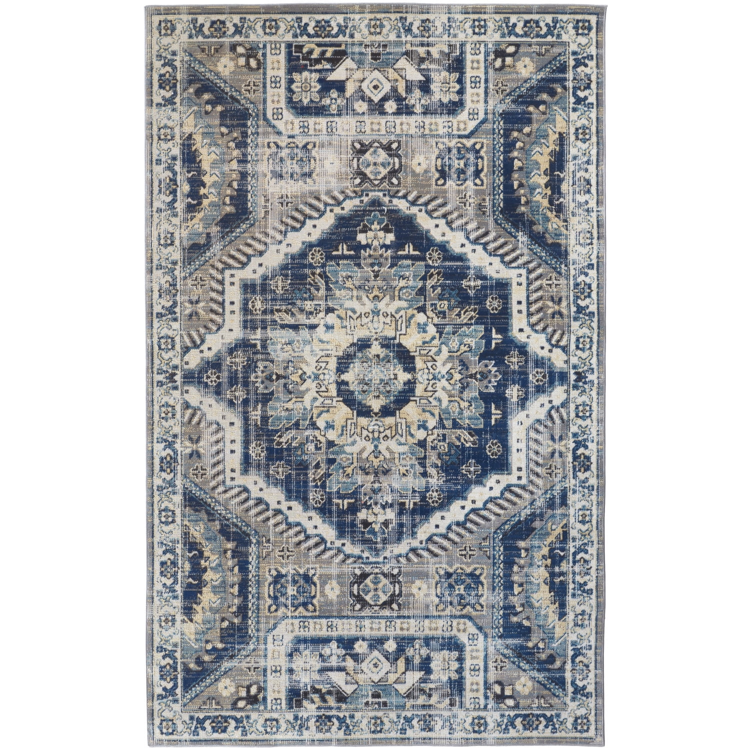 Feizy Nolan Transitional Medallion, Blue/Ivory, 7'9" x 10'6" Area Rug ...