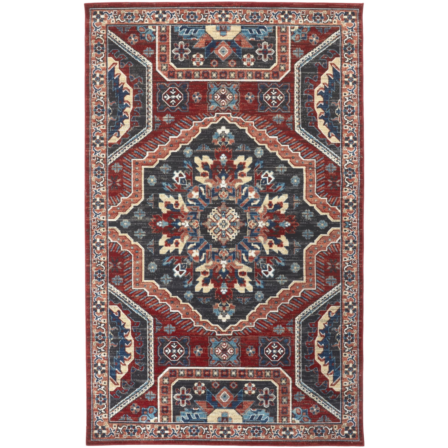 Feizy Nolan Transitional Medallion, Red/Gray/Tan, 10' x 13'2" Area Rug ...