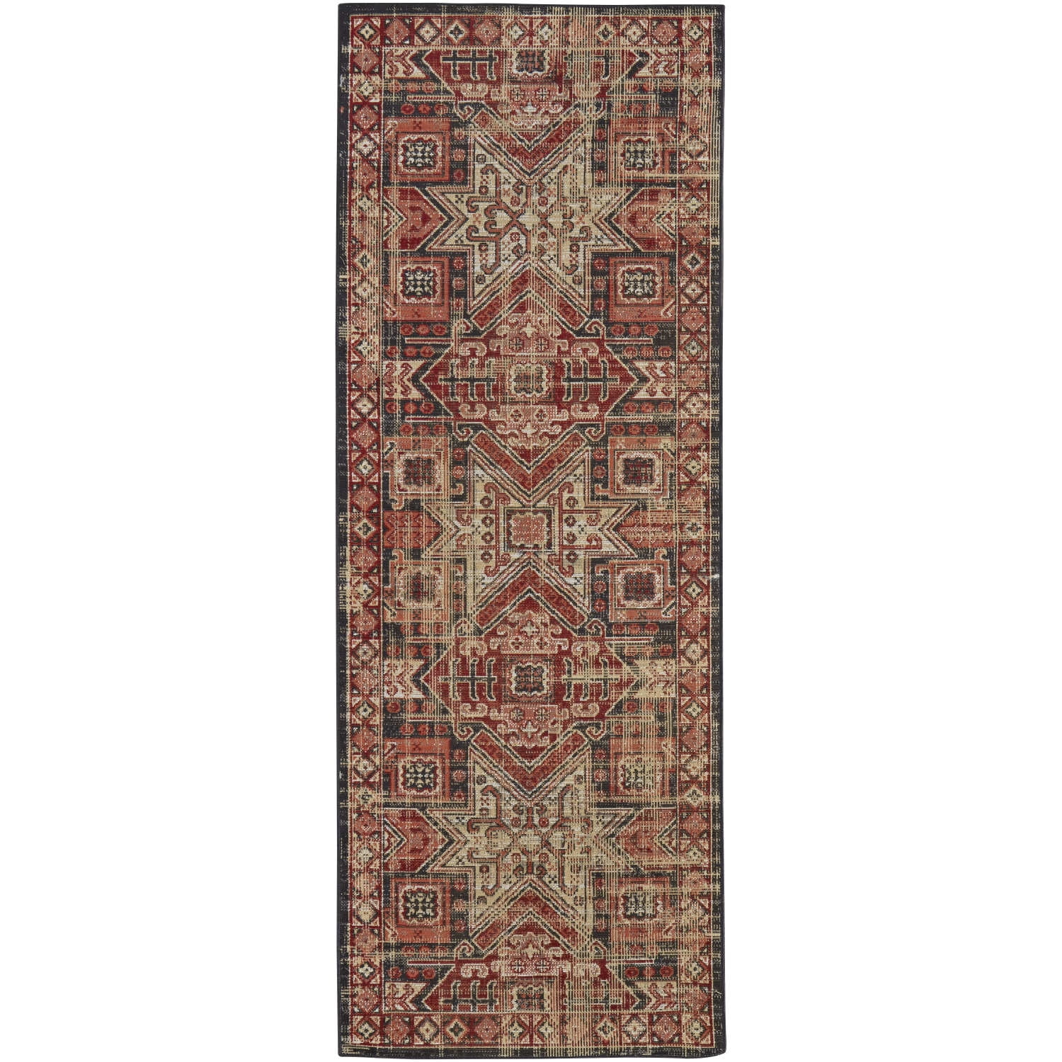 Feizy Nolan Transitional Southwestern, Red/Tan/Black, 2'10" x 7'10 ...