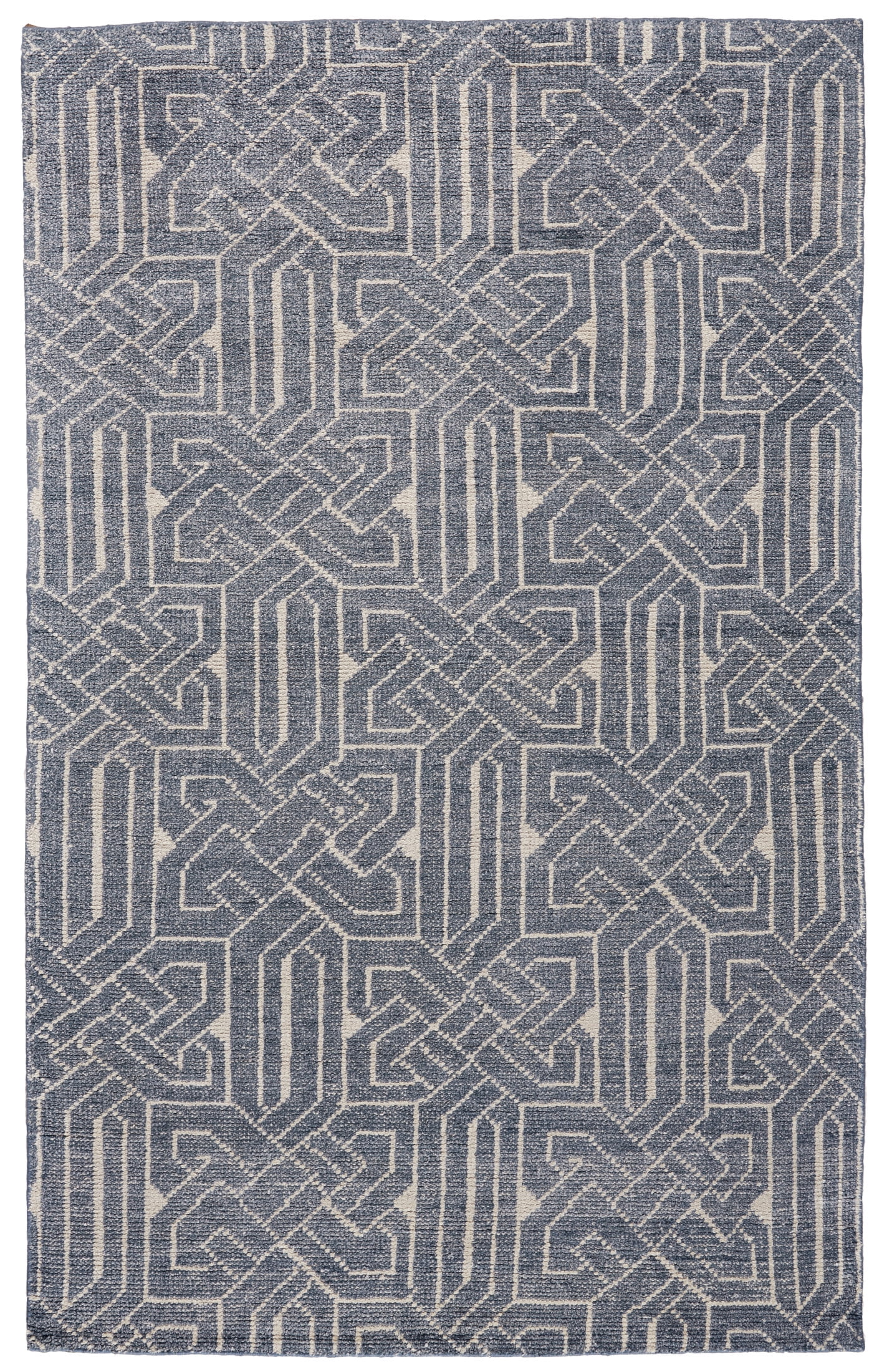 Feizy Parker Modern Geometric, Blue/Ivory, 4' x 6' Accent Rug Sheen ...