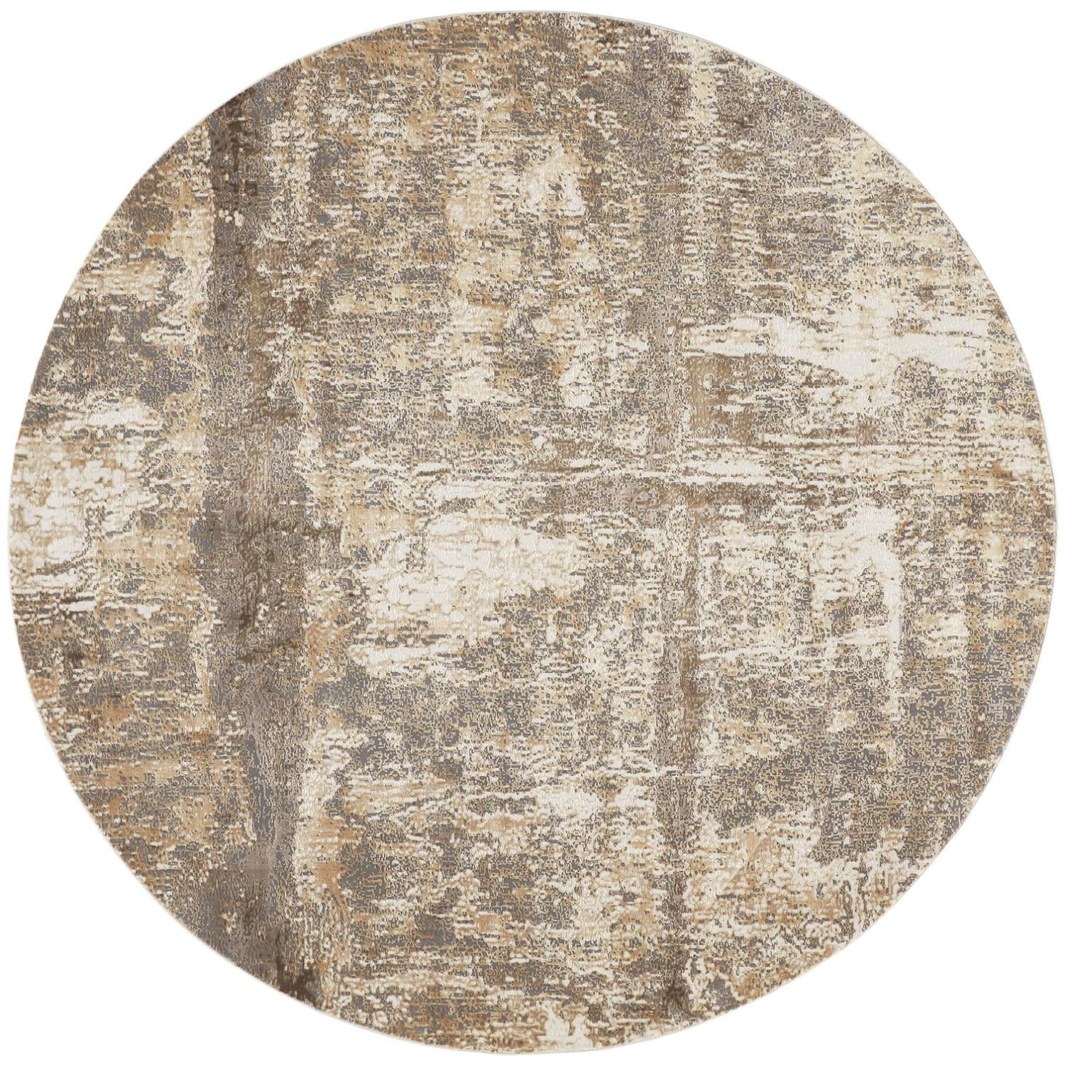 Feizy Parker Transitional Abstract, Tan/Ivory/Brown, 7'9" x 7'9" Round ...