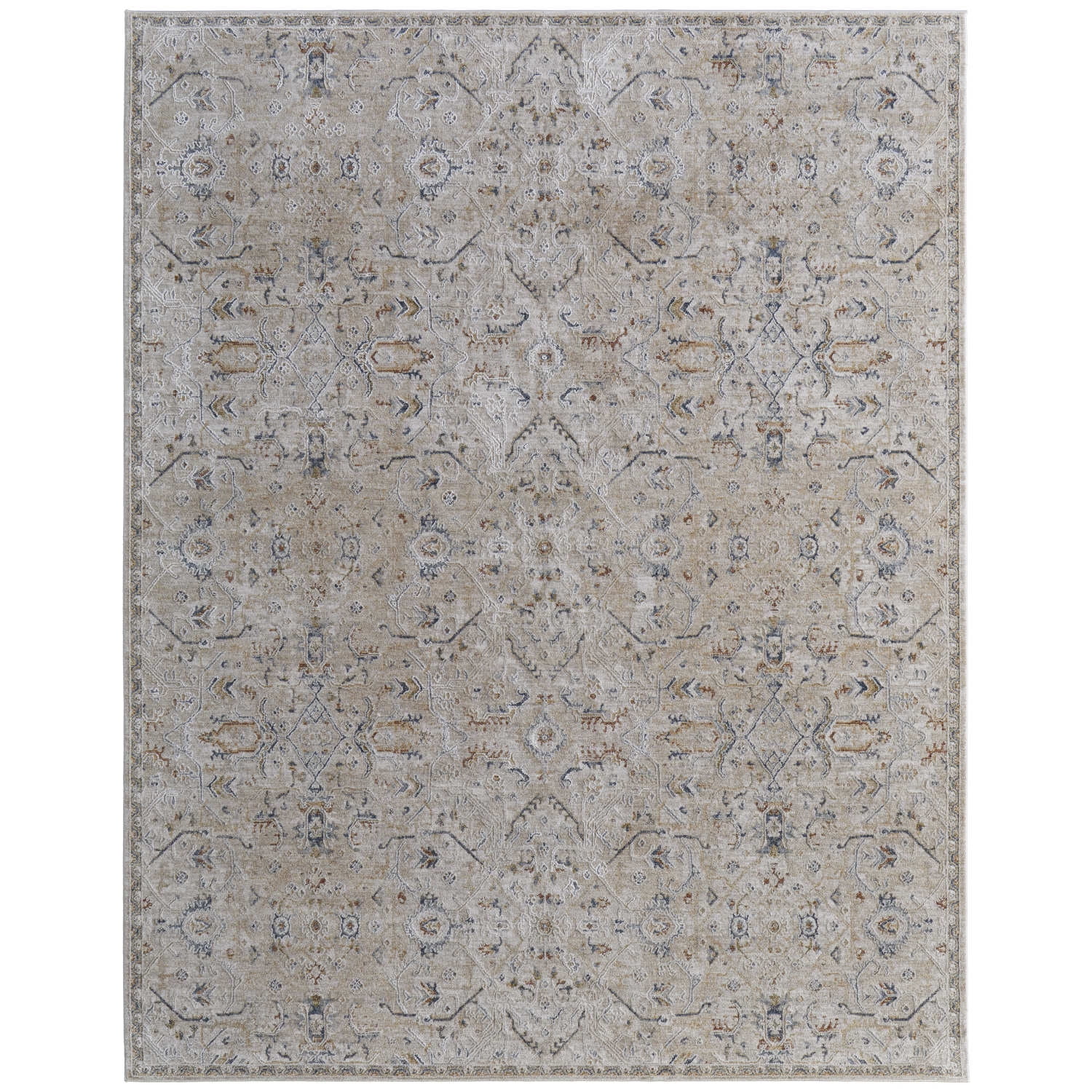 Feizy Pasha Transitional Distressed, Taupe/Ivory/Blue, 2' x 3' Accent ...