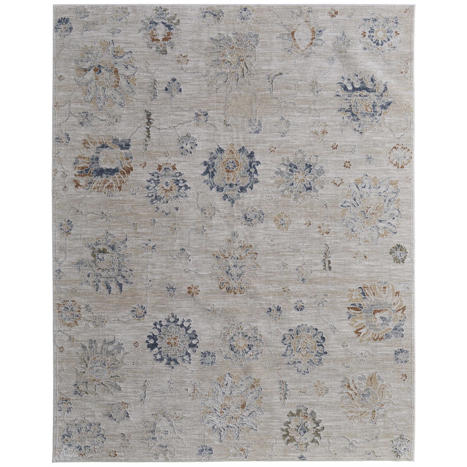 Feizy Pasha Transitional Floral & Botanical, Taupe/Ivory/Blue, 5' x 7'6 ...