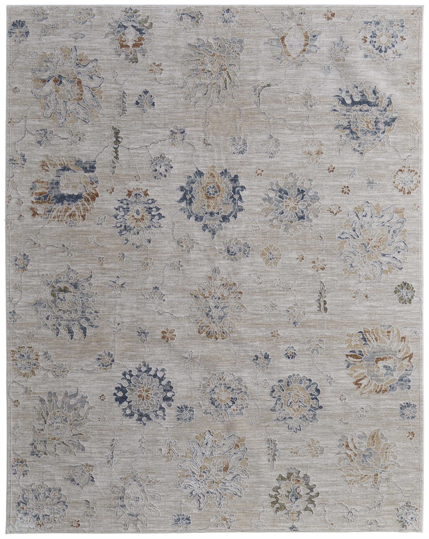 Feizy Pasha Transitional Floral & Botanical, Taupe/Ivory/Blue, 5' x 7'6 ...