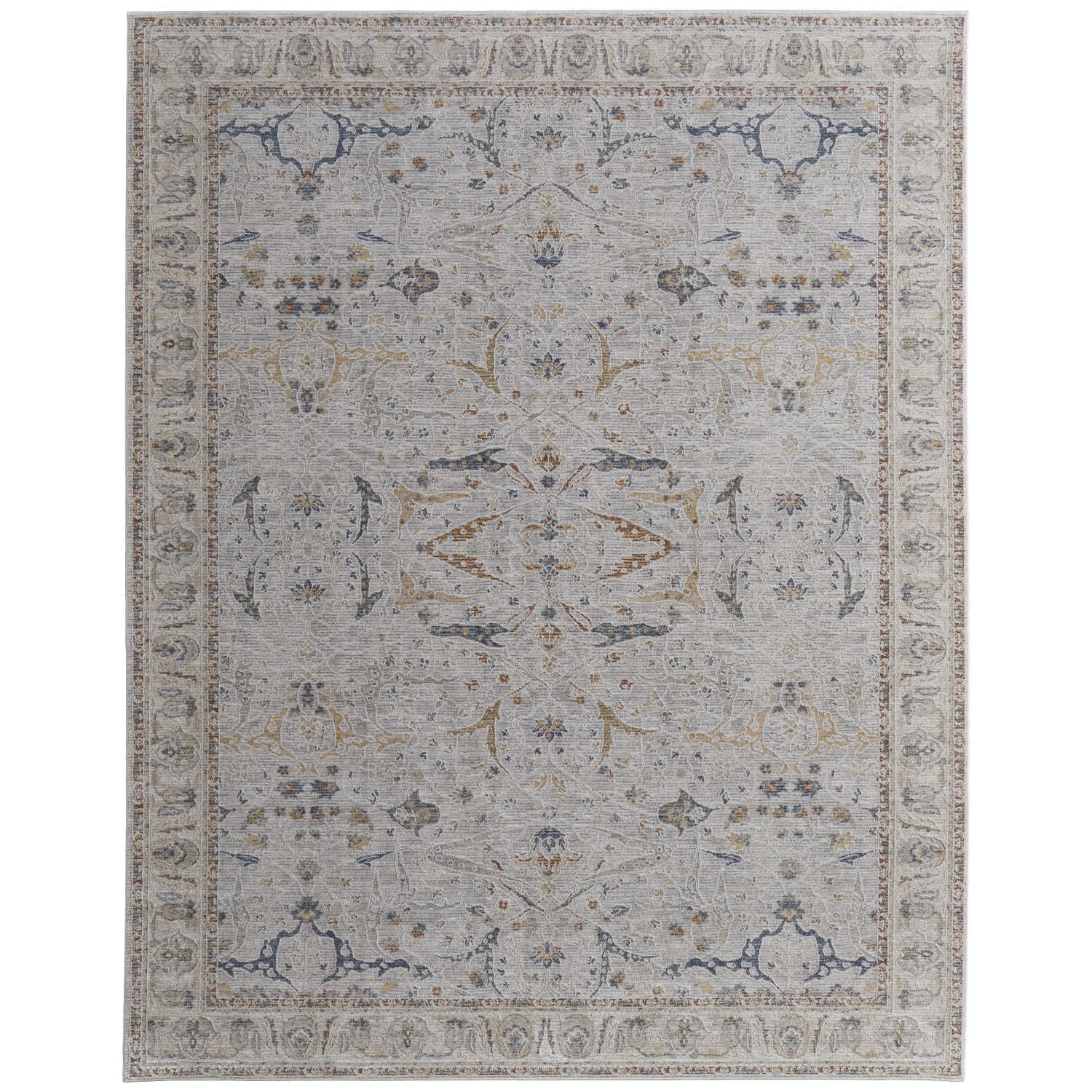 Feizy Pasha Transitional Ikat, Ivory/Blue/Taupe, 7'10" x 10'3" Area Rug ...