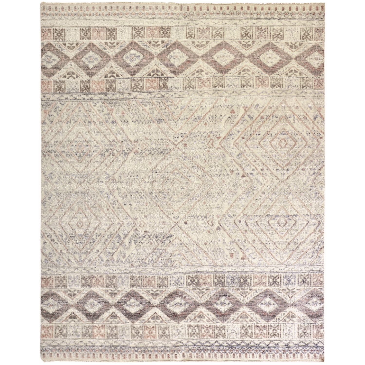 Feizy Payton Transitional Diamond, Gray/Ivory/Pink, 11'6" x 15' Area Rug Sheen Fade Resistant ...