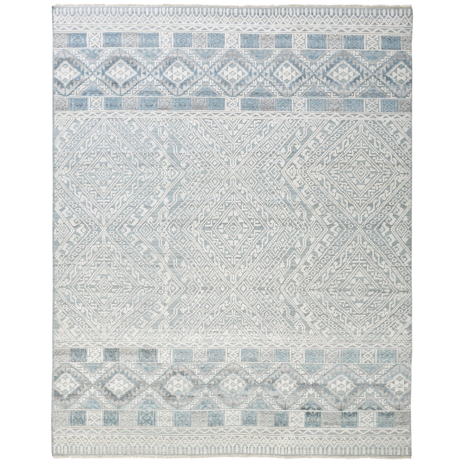 Feizy Payton Transitional Diamond, Ivory/Blue/Gray, 2' x 3' Accent Rug ...