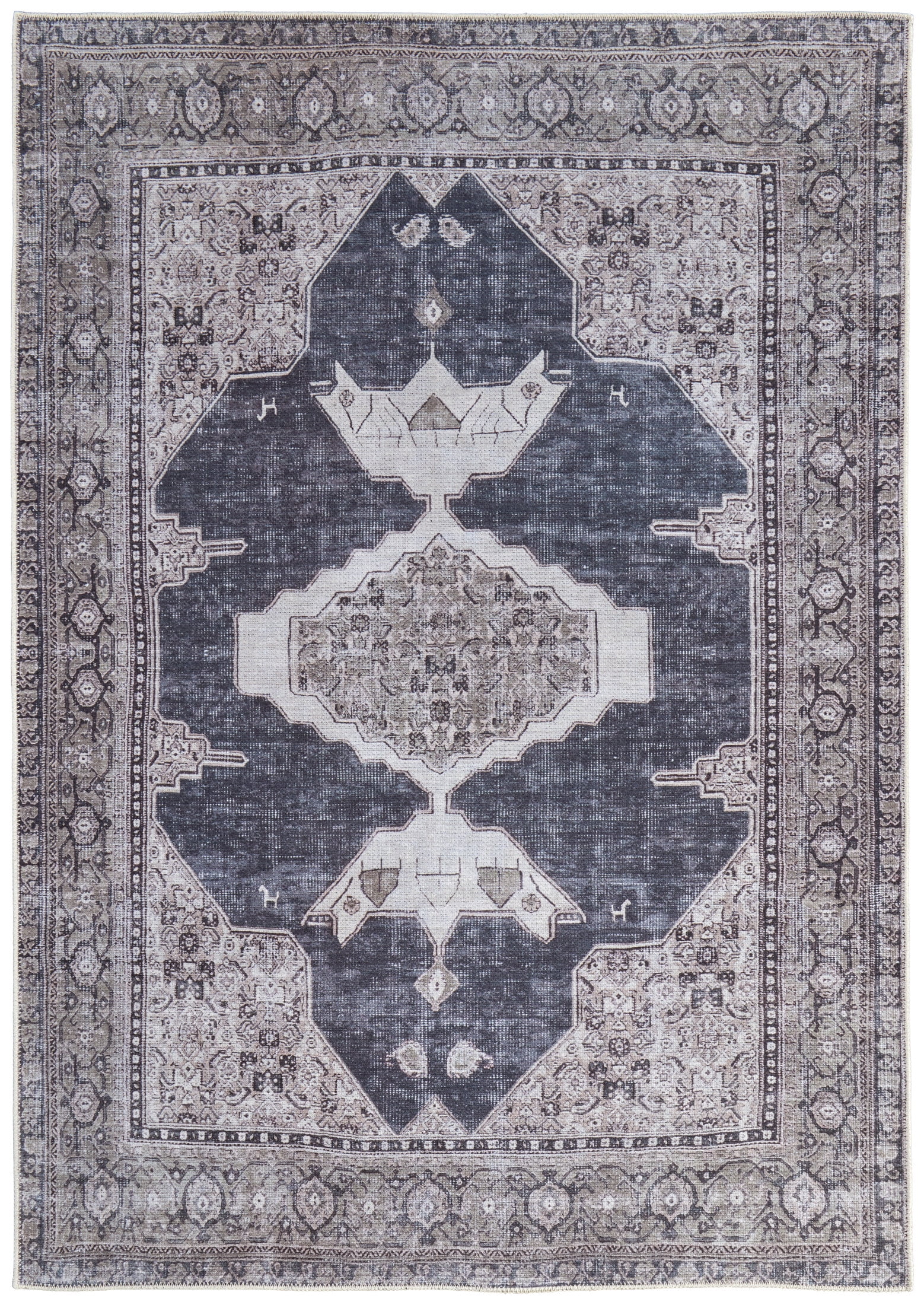 Feizy Percy Transitional Medallion, Gray/Ivory/Taupe, 2' x 3' Accent ...
