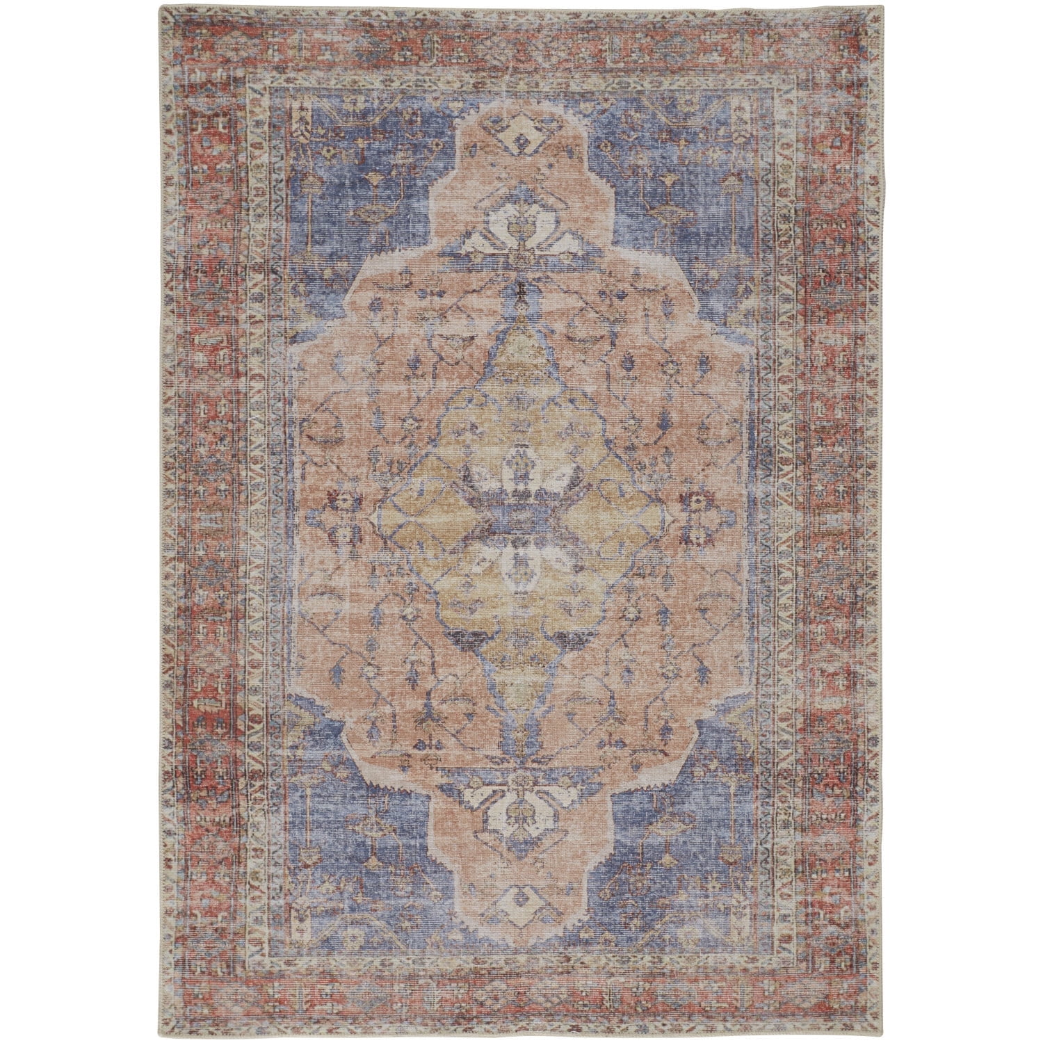 Feizy Percy Transitional Medallion, Red/Tan/Blue, 2' x 3' Accent Rug ...