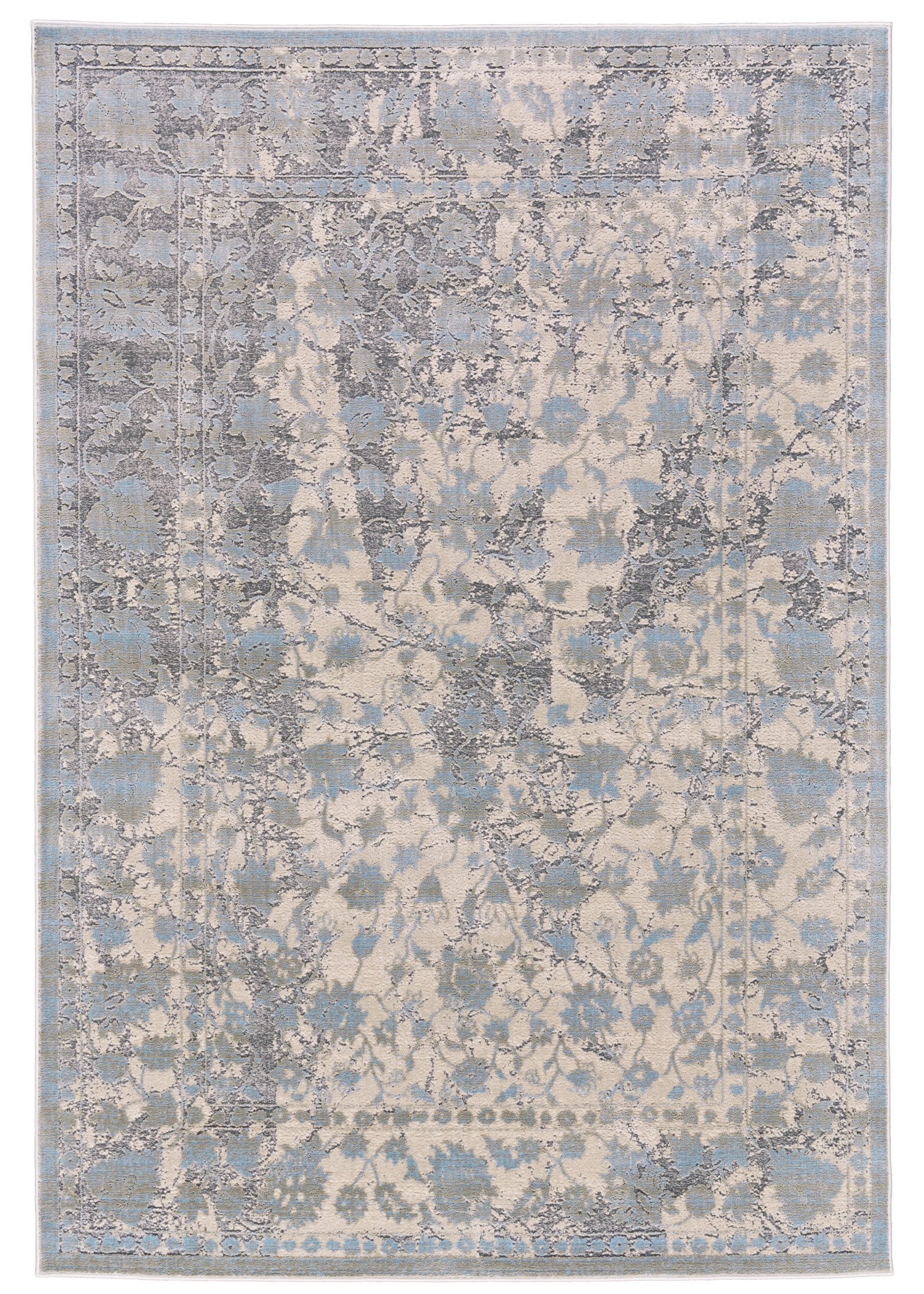 Feizy Prasad Modern Distressed, Blue/Taupe/Ivory, 1'8" x 2'10" Accent ...