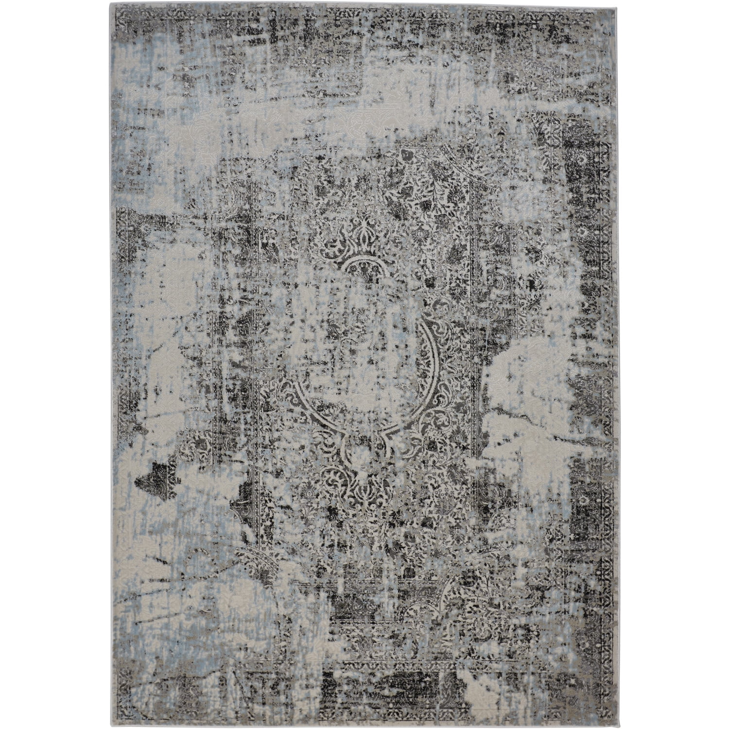Feizy Prasad Modern Distressed, Gray/Blue/Ivory, 8' x 11' Area Rug Easy ...