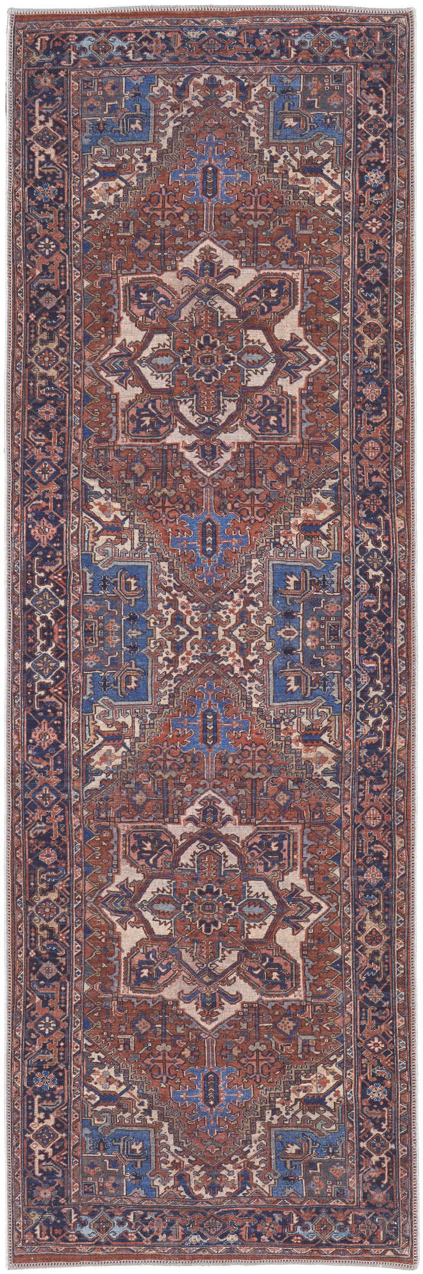 Feizy Rawlins Transitional Medallion, Red/Tan/Blue, 2'7" x 8' Runner ...