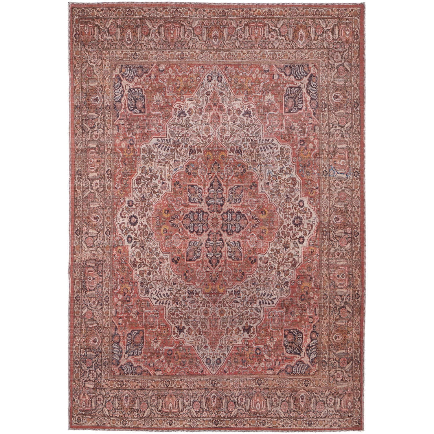 Feizy Rawlins Transitional Medallion, Red/Tan/Pink, 3'11" x 6' Accent ...