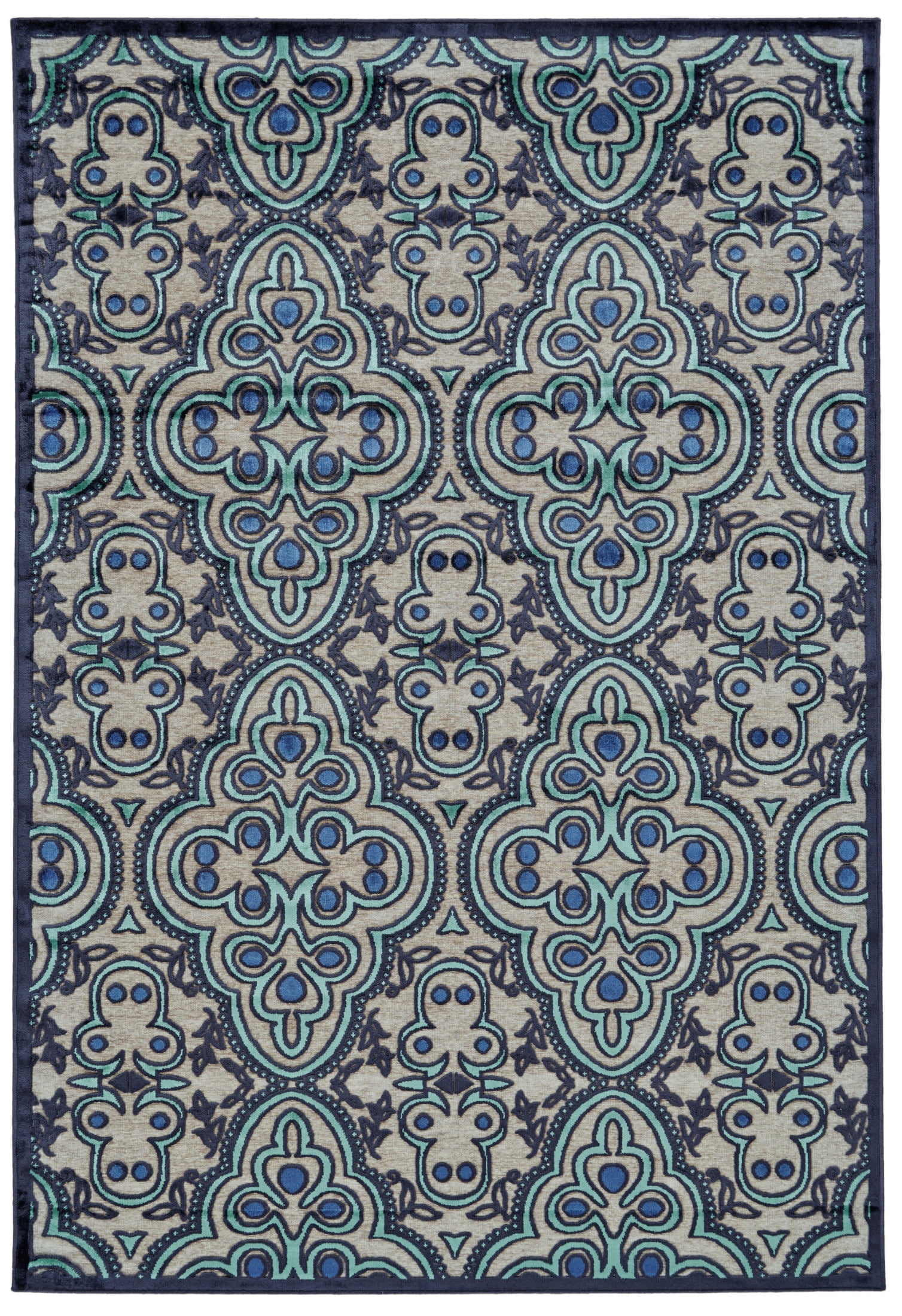 Feizy Saphir Callo Modern Damask, Tan/Taupe/Blue, 2'2" x 4' Accent Rug ...