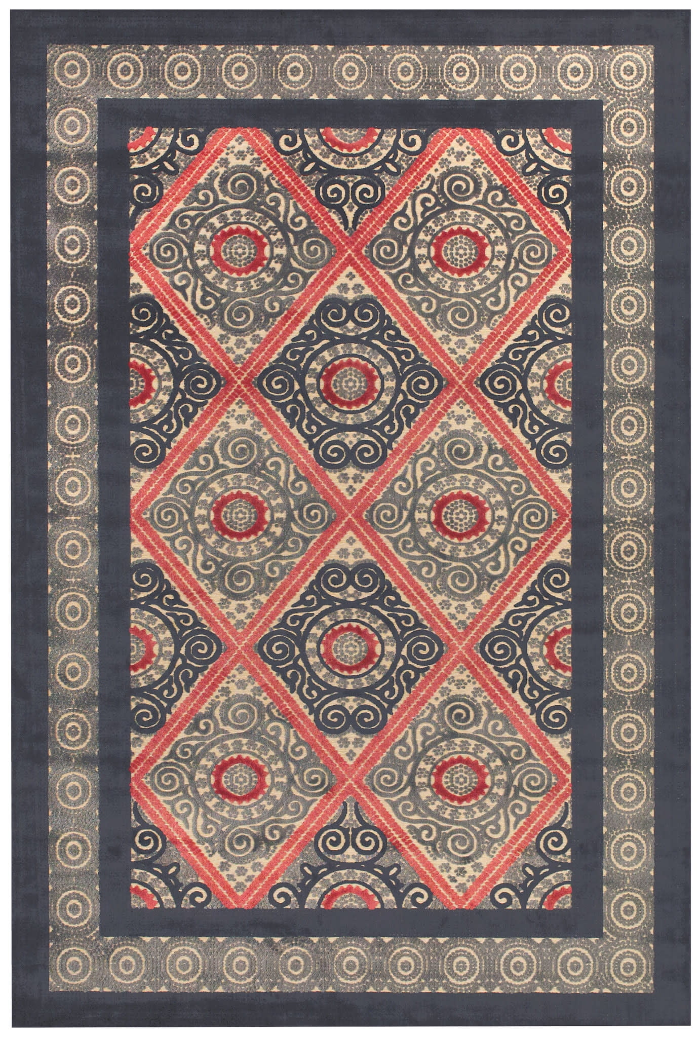 Feizy Saphir Obzeet Modern Paisley, Gray/Taupe/Red, 5'3" x 7'6" Area ...