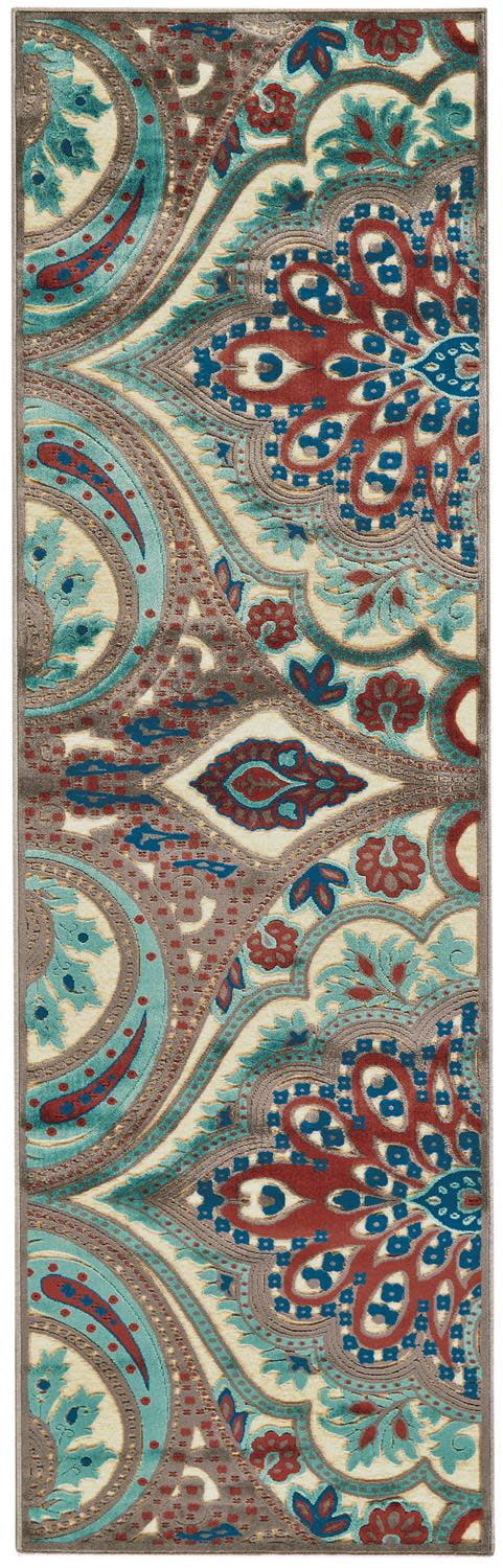 Feizy Saphir Obzeet Modern Paisley, Tan/Taupe/Blue, 2'6" x 8' Runner ...