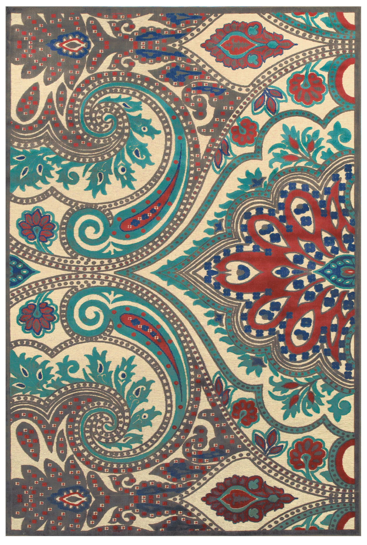 Feizy Saphir Obzeet Modern Paisley, Tan/Taupe/Blue, 7'6" x 10'6" Area ...
