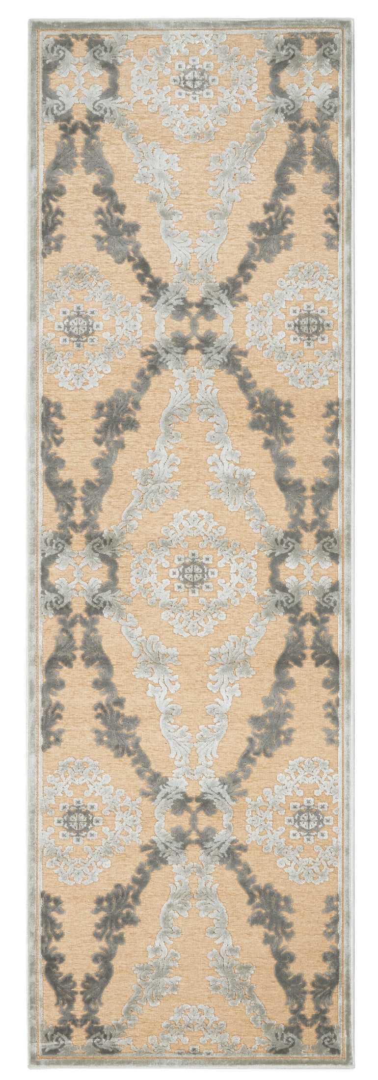 Feizy Saphir Transitional Trellis & Lattice, Tan/Gray/Taupe, 2'6" x 8 ...