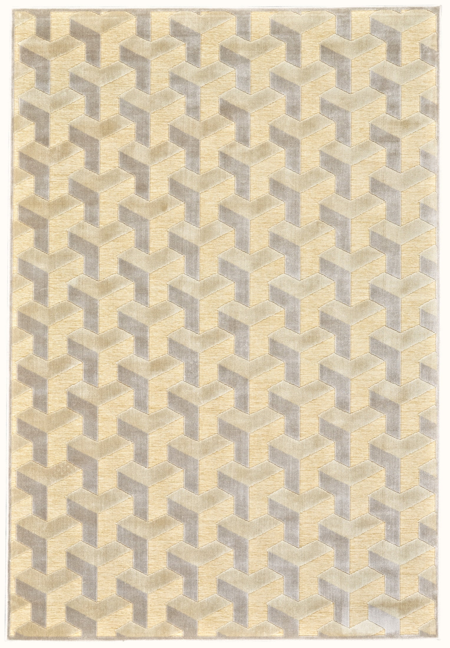 Feizy Saphir Zam Modern Geometric, Tan/Gray, 2'2" x 4' Accent Rug Sheen ...