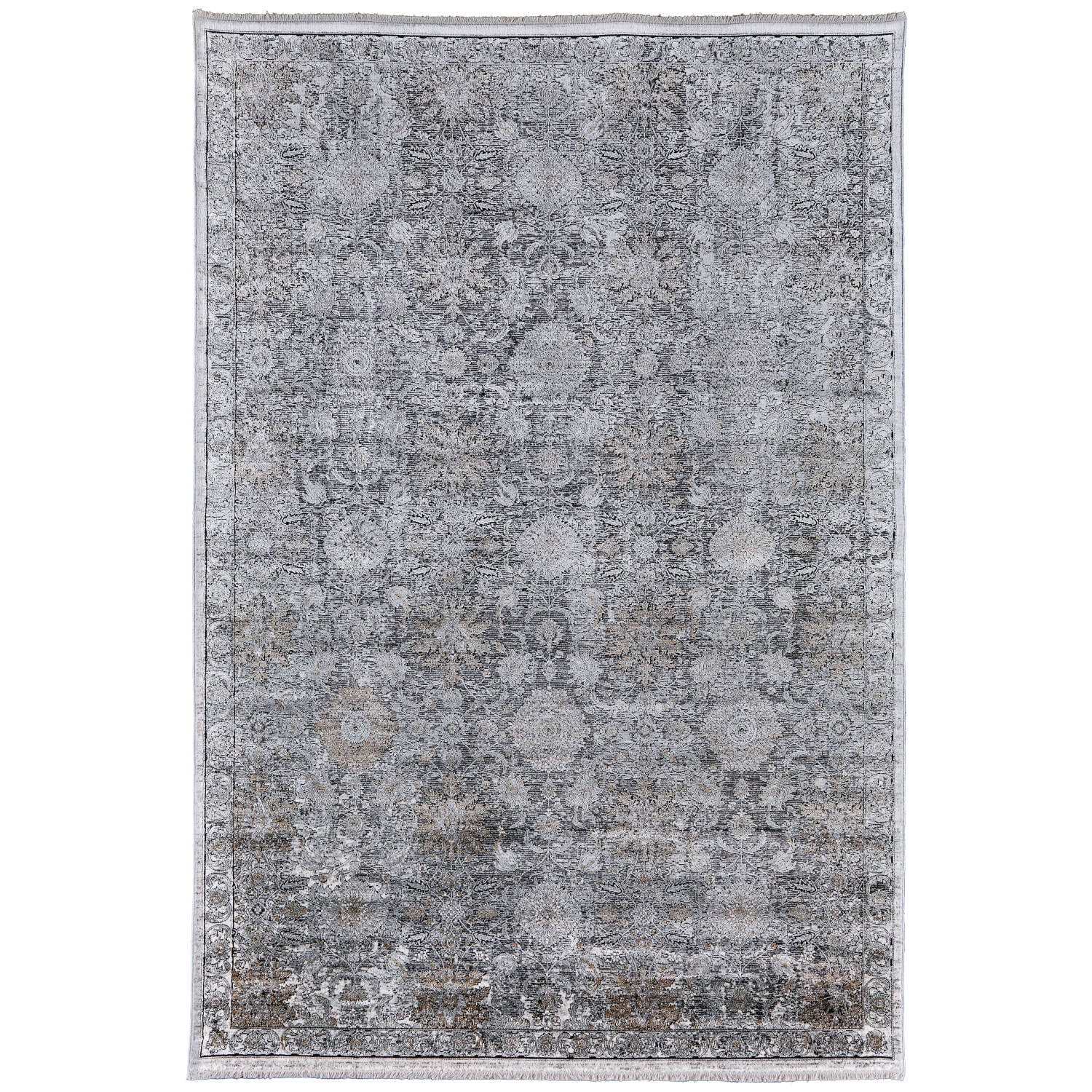 Feizy Sarrant Transitional Damask, Gray/Silver/Tan, 7'10" x 9'10" Area ...