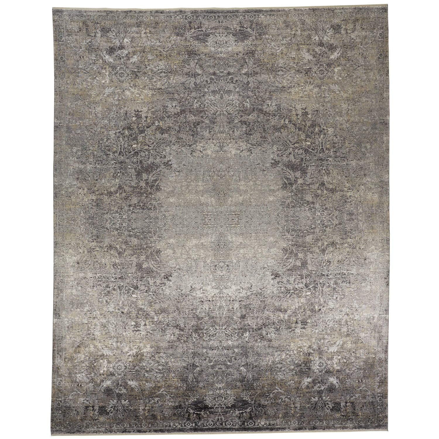 Feizy Sarrant Transitional Medallion, Gray/Ivory/Tan, 7'10" x 9'10 ...