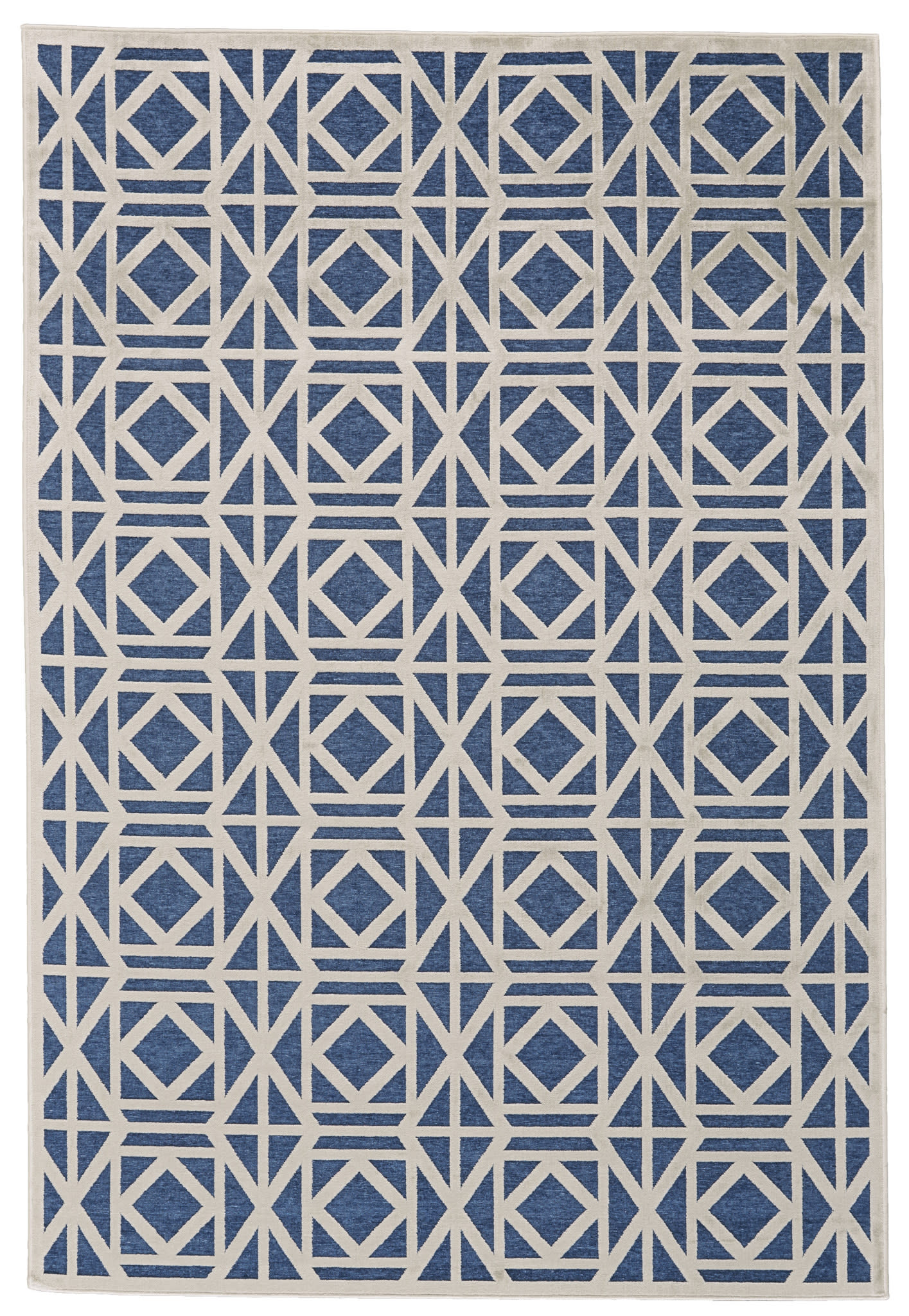 Feizy Soho Zam Transitional Trellis & Lattice, Blue/Ivory, 5'3" x 7'6 ...