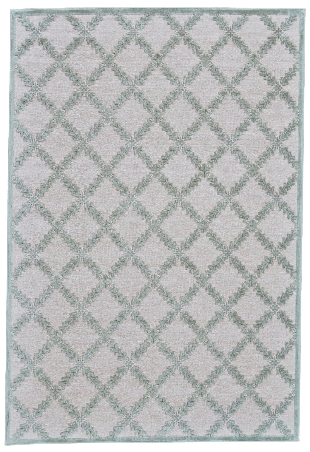 Feizy SohoMah Transitional Diamond, Ivory/Green, 2'6" x 8' Runner Sheen ...