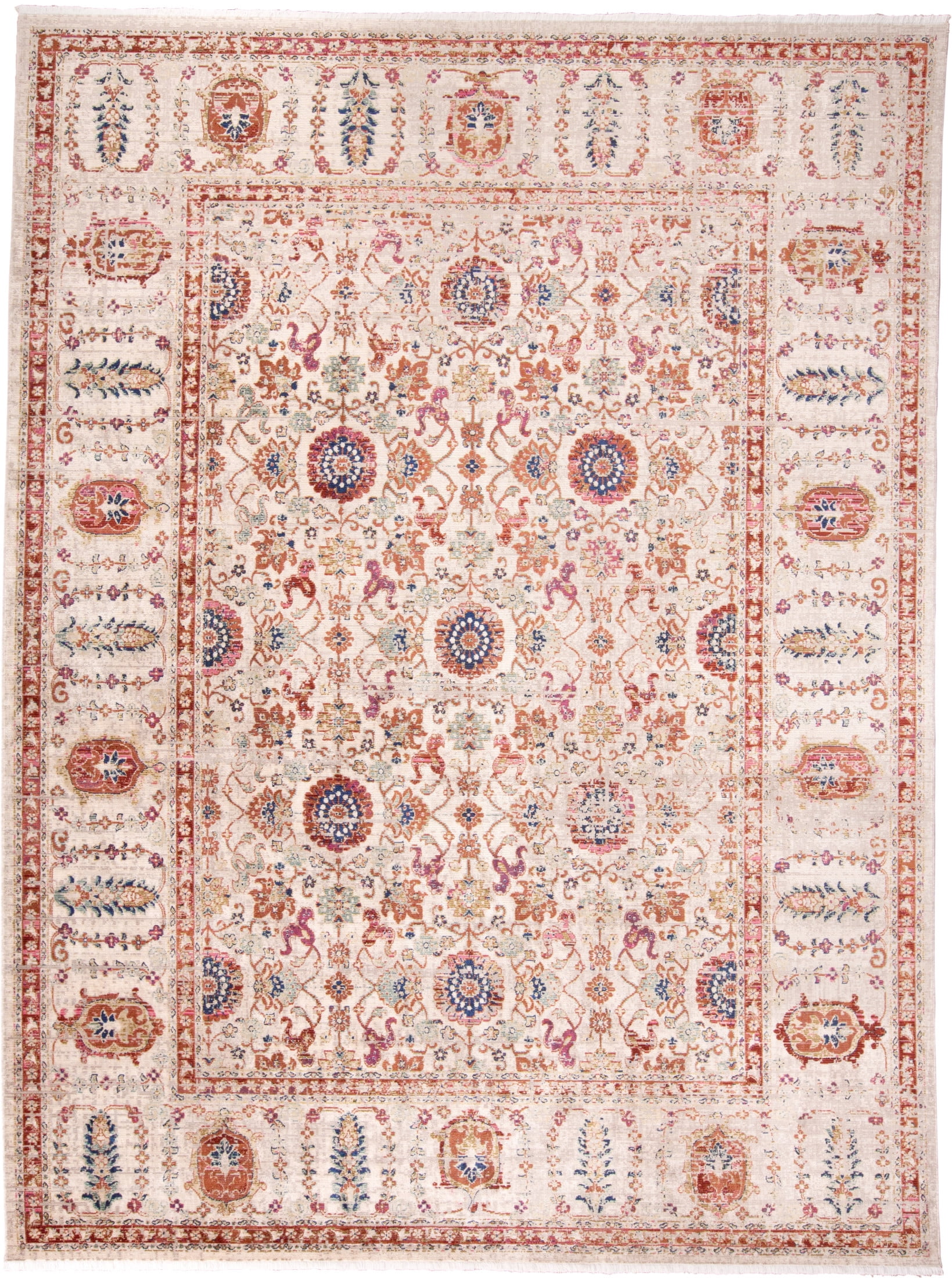 Feizy Torina Traditional Medallion, Ivory/Orange/Blue, 7'8" x 9'7" Area ...
